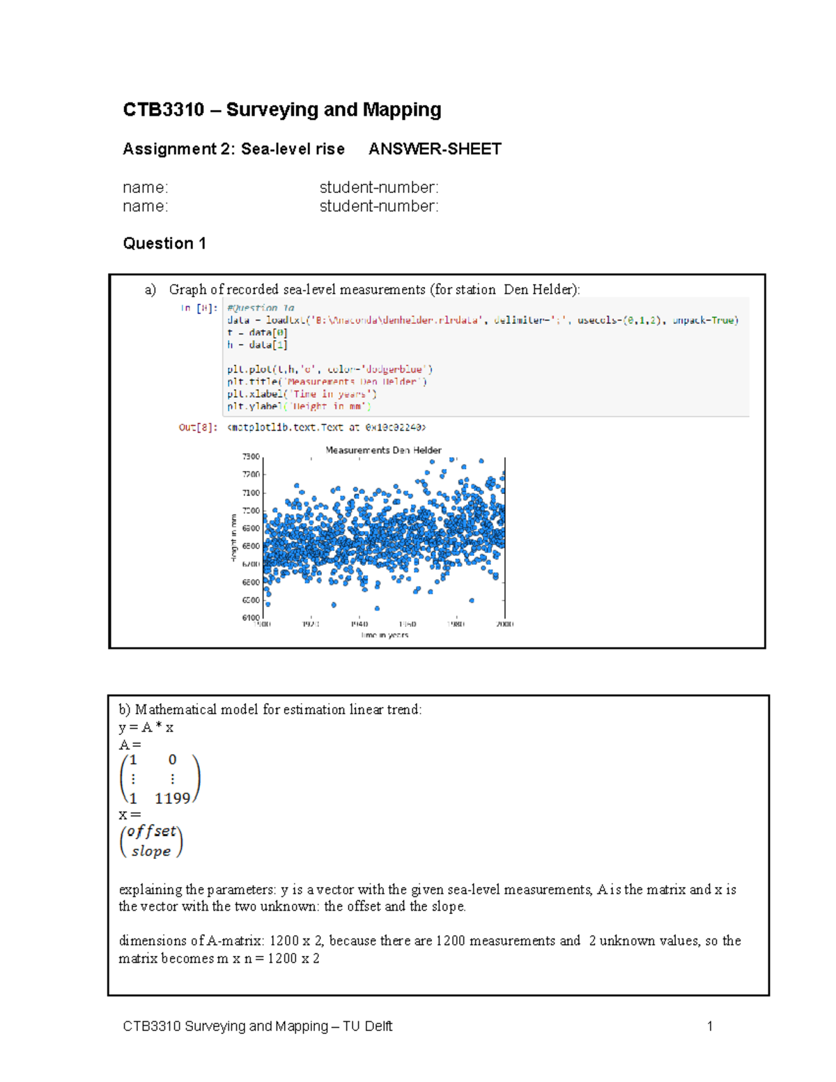 Ctb3310 Sealevel Assignment Answer Sheet Template - CTB3310 Surveying and Mapping Assignment 2 ...