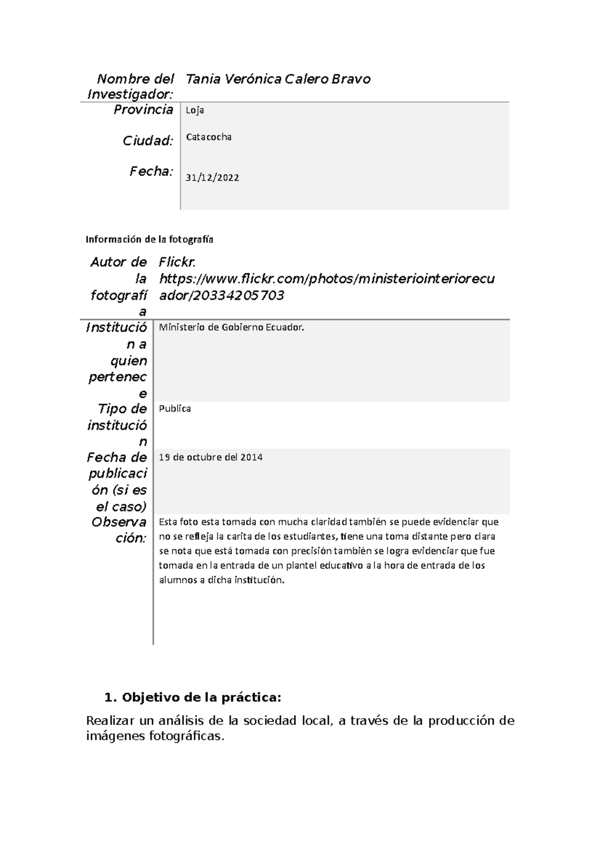 Matriz la fotografía como fenomeno social - Nombre del Investigador ...