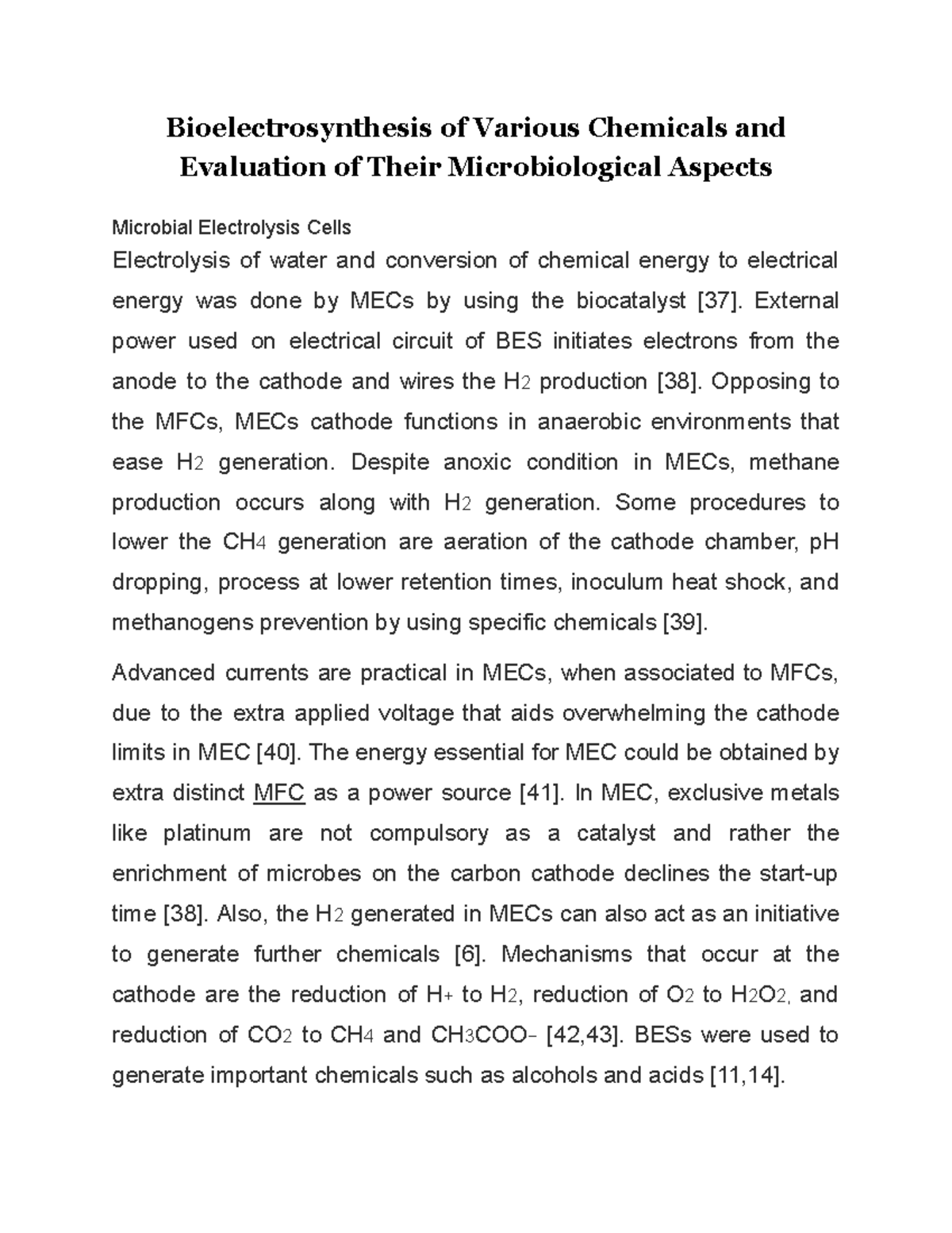 Bioelectrosynthesis of Various Chemicals and Evaluation of Their ...