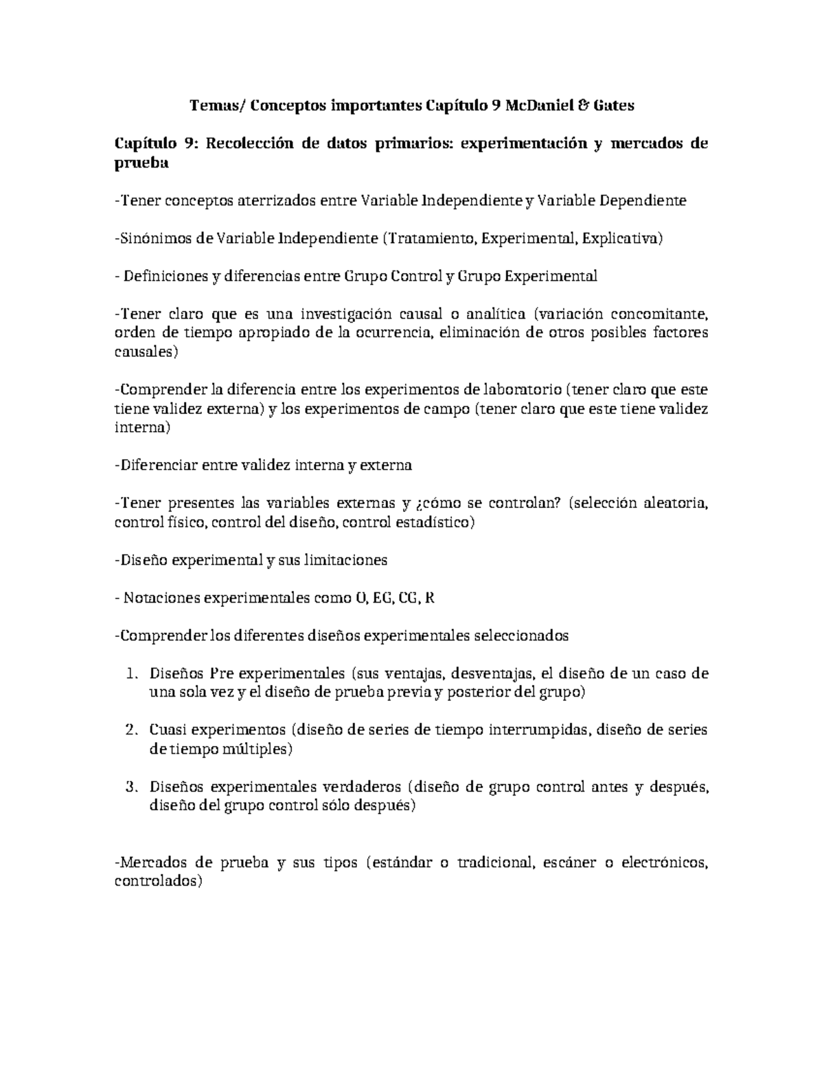 Conceptos importantes Capítulo 9 Mc Daniel & Gates - Temas/ Conceptos ...