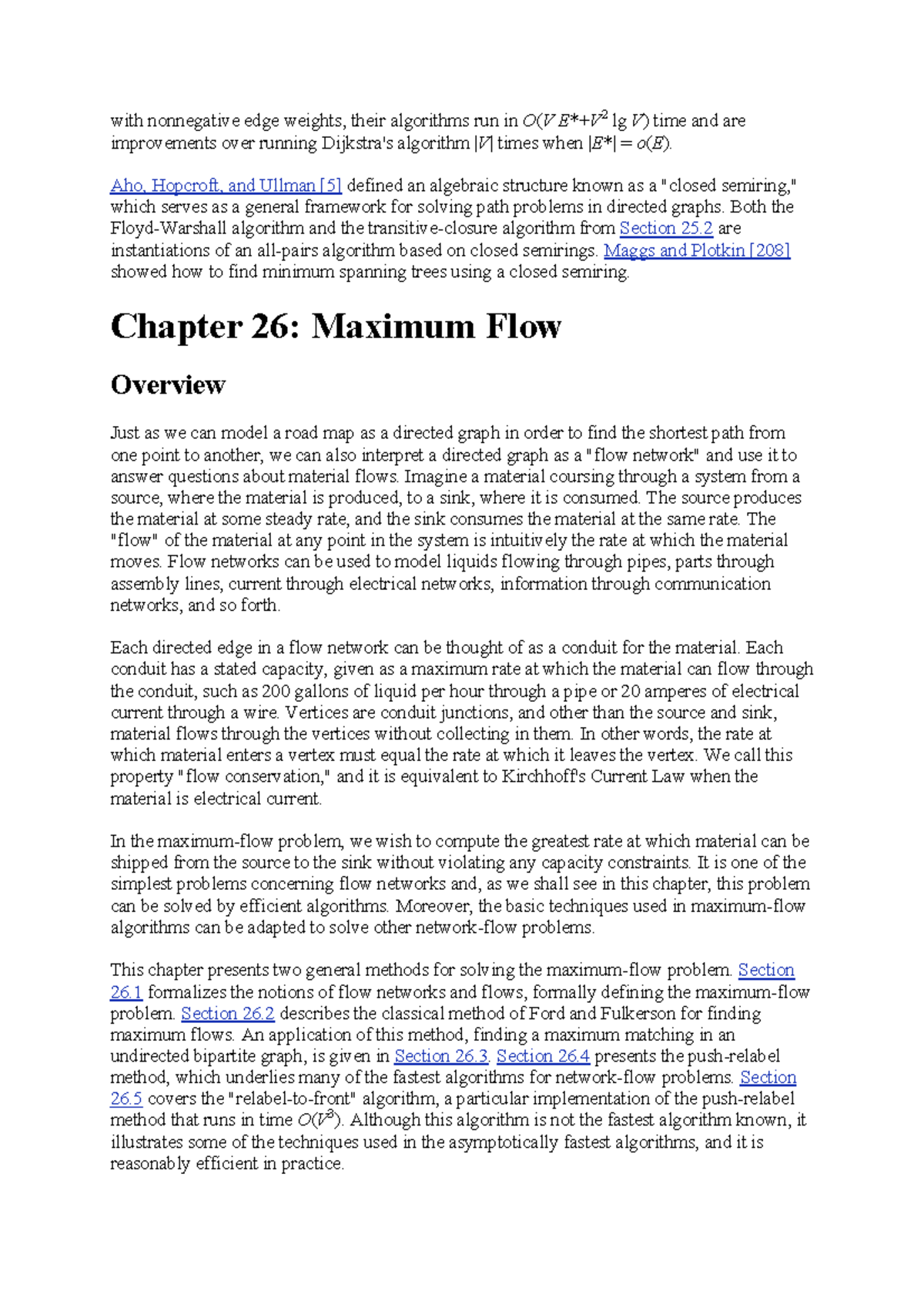 Algorithm PART 6 Maximum FLOW - Chapter 26 - with nonnegative edge weights, their algorithms run ...