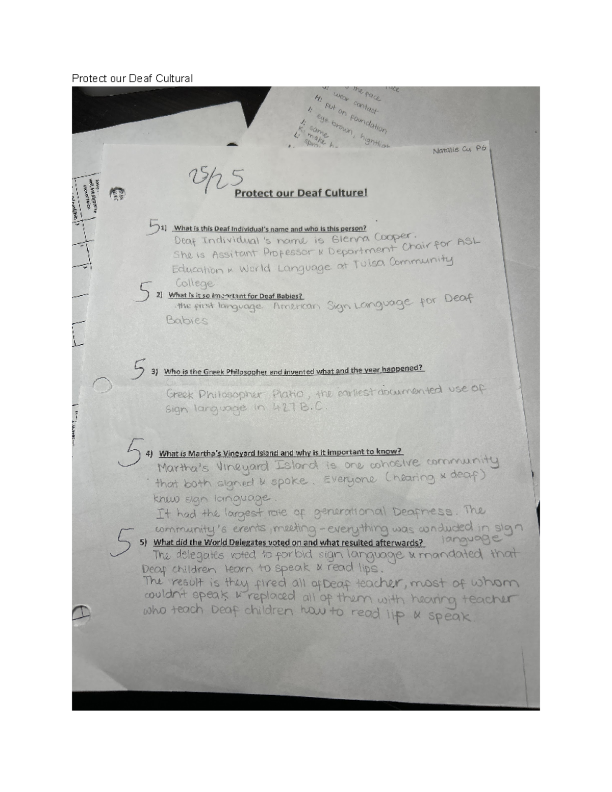 ASL II Final EXAM P2 - ASL 1 - Protect our Deaf Cultural ABC STORY ...