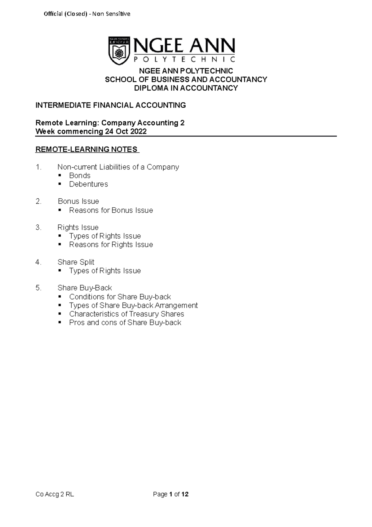 Week 2 rl notes - NGEE ANN POLYTECHNIC SCHOOL OF BUSINESS AND ...