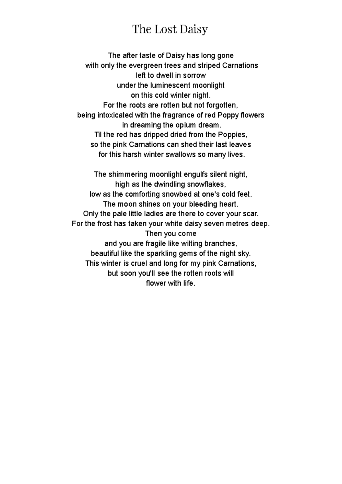 The Lost Daisy - poem about mother that lost her child - The Lost Daisy ...