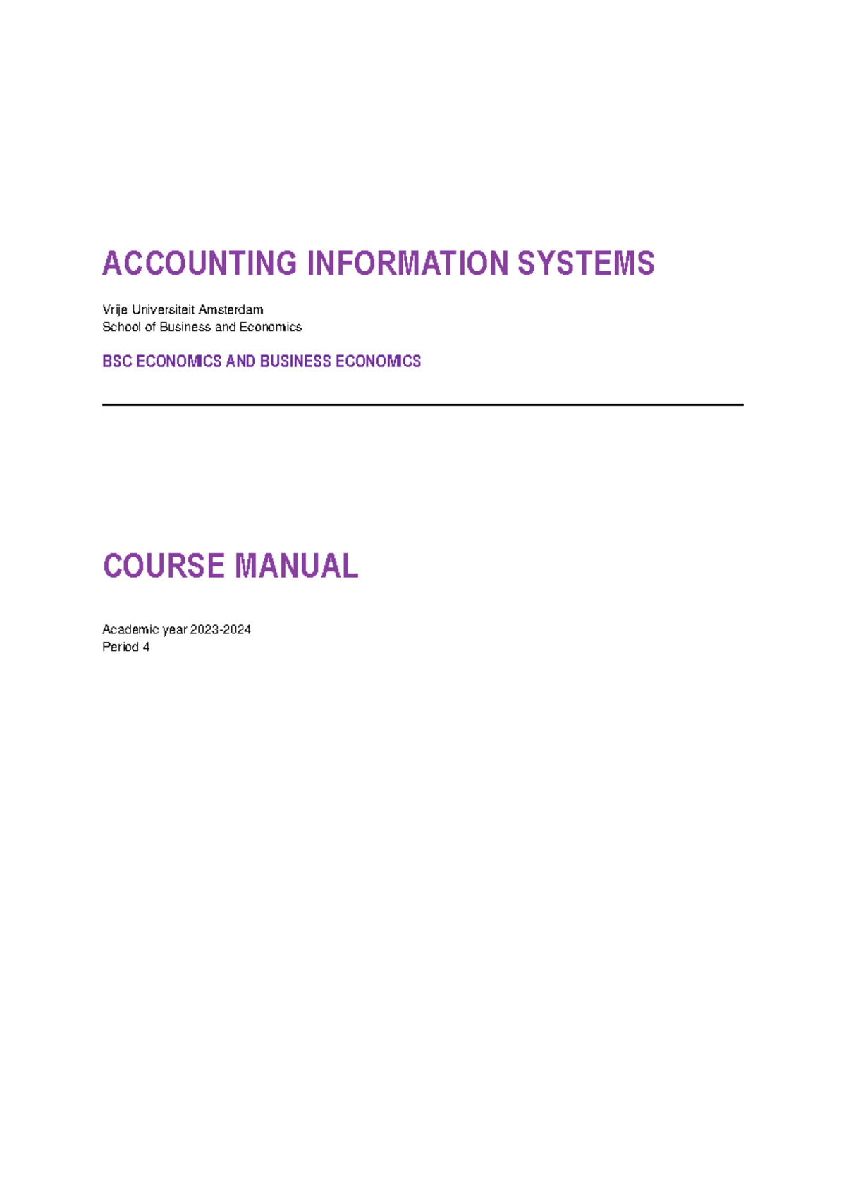 SBE Course Manual AIS English version 2023-2024 - ACCOUNTING ...