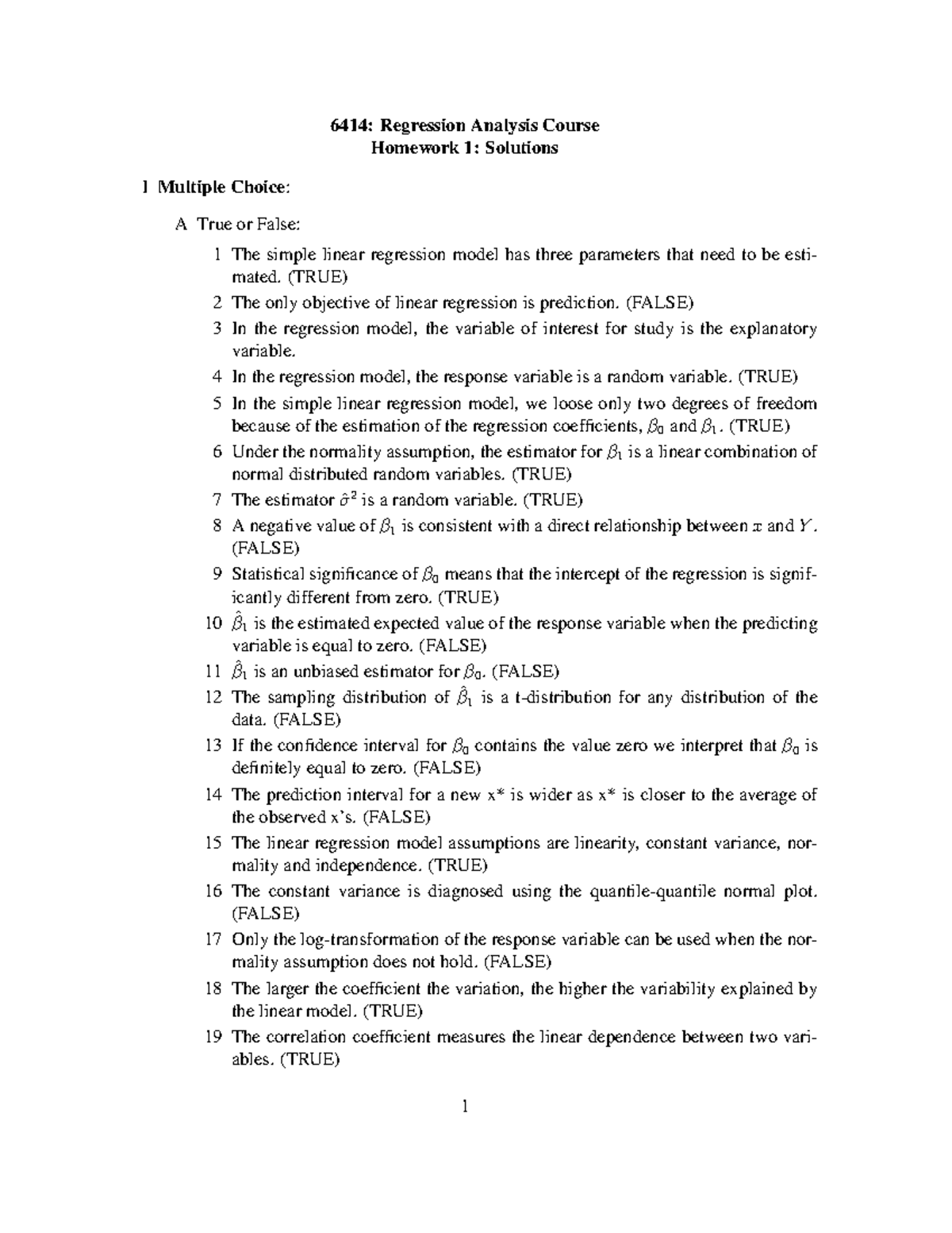 Homework 1 solutions - hmw 1 - 6414: Regression Analysis Course ...