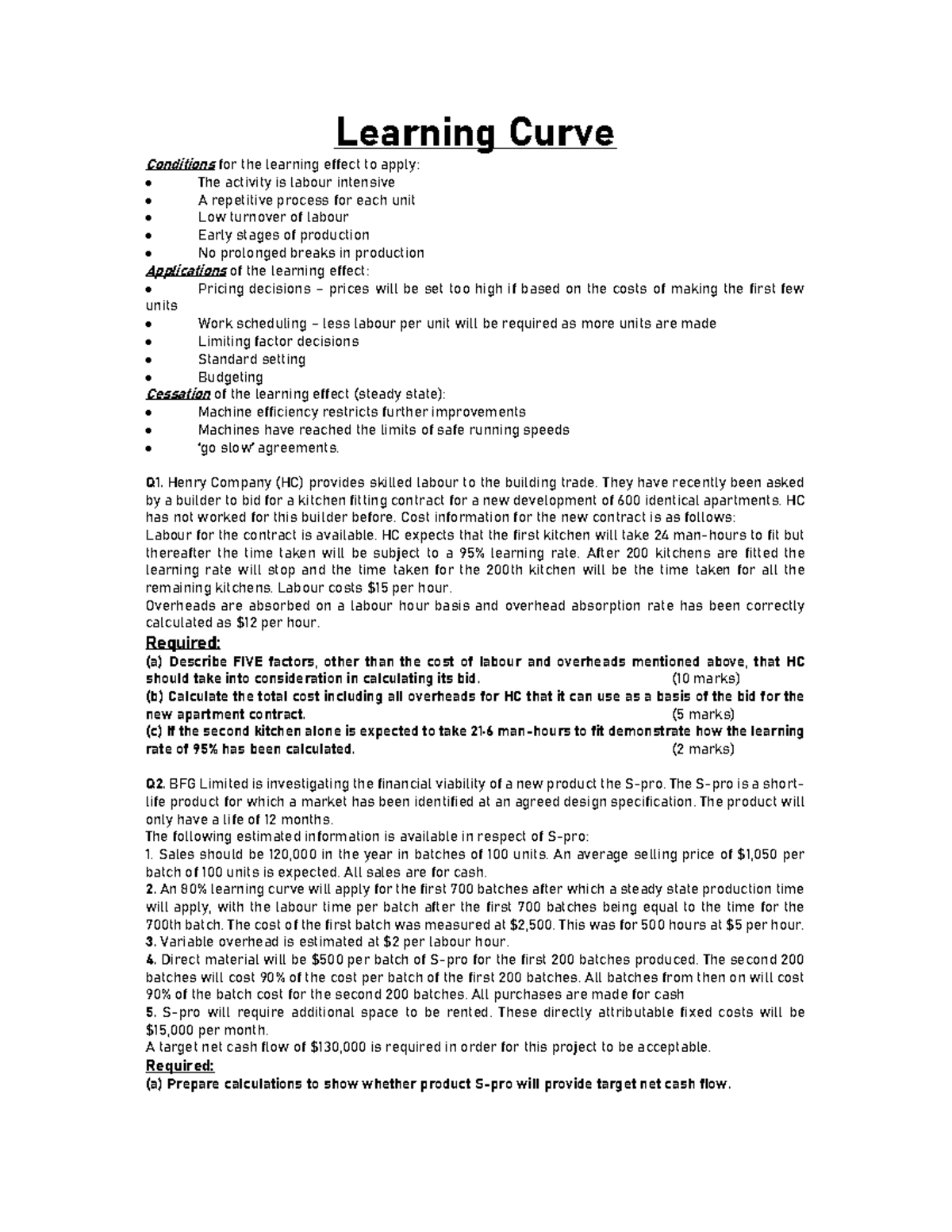 Learning curve - Learning Curve Conditions for the learning effect to ...