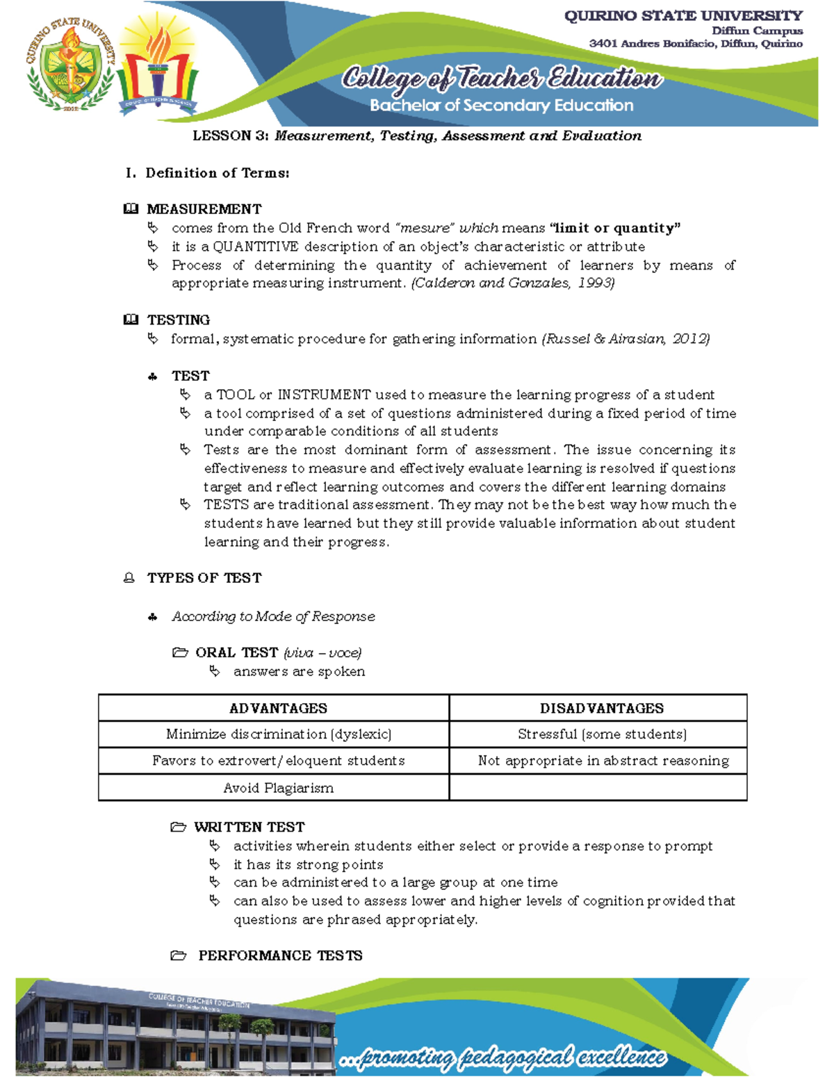 Educ 18 Lesson 3 - Bachelor of secondary education - LESSON 3 ...