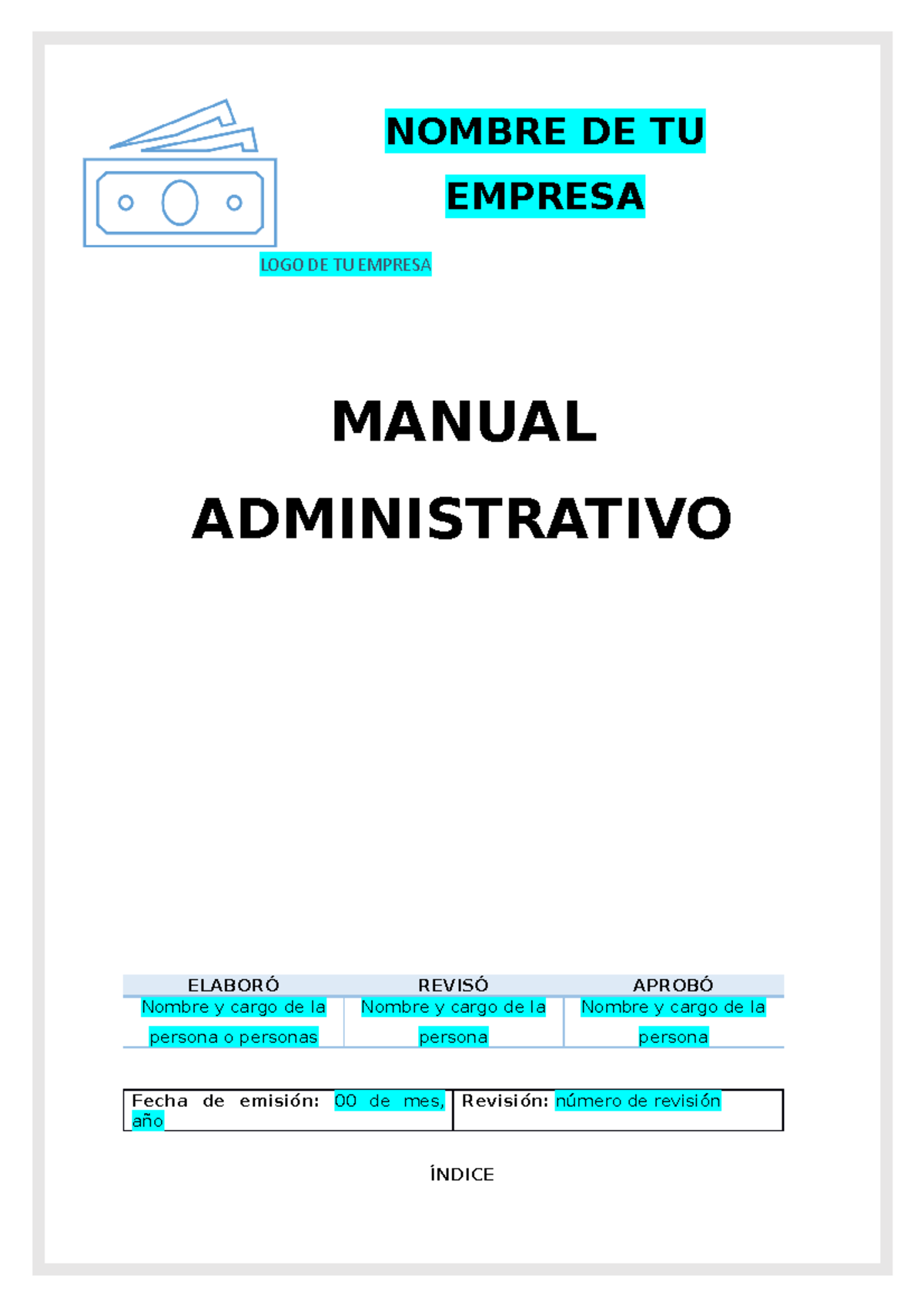 Formato-Manual-Administrativo - NOMBRE DE TU EMPRESA MANUAL ...