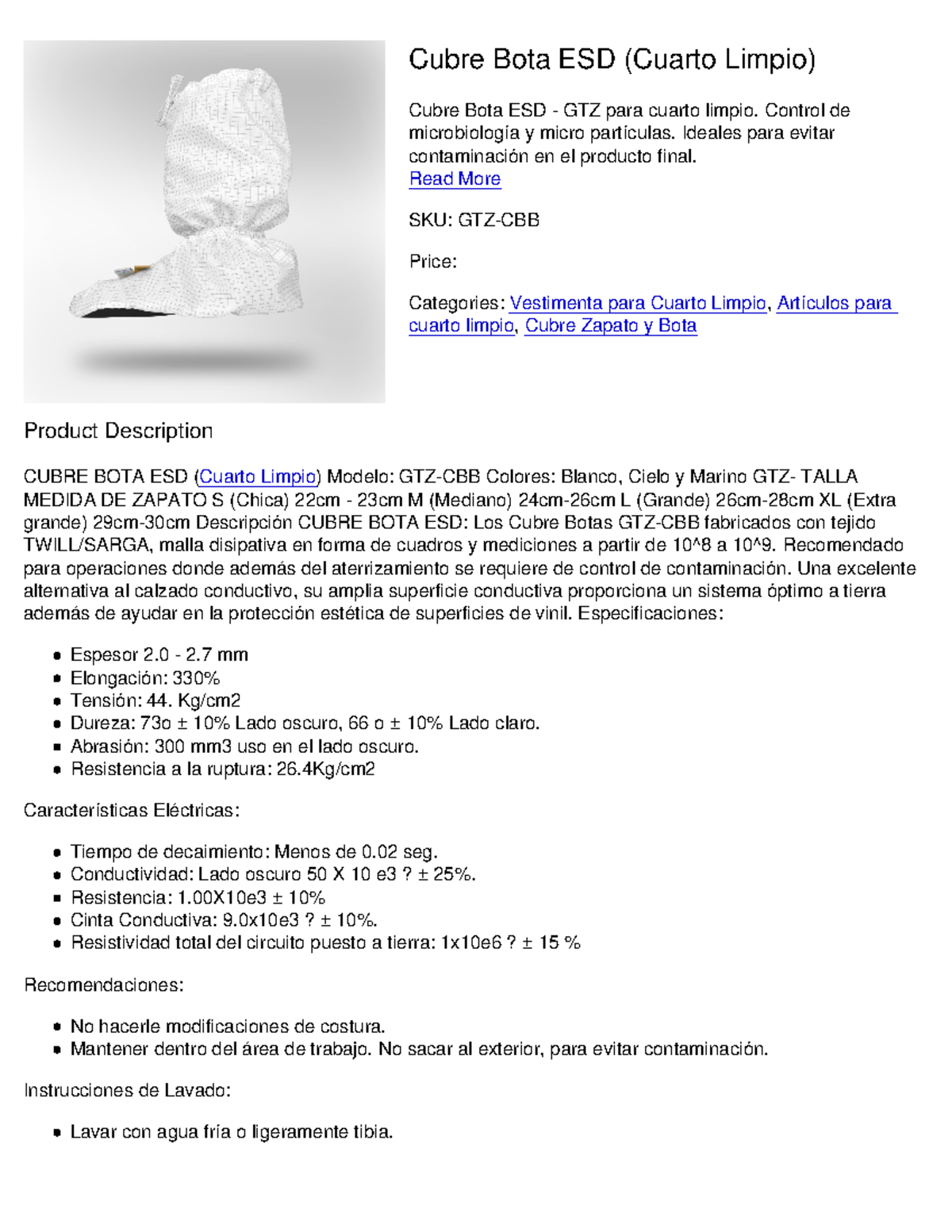 Botin-GTZ - eeeeeee - Cubre Bota ESD (Cuarto Limpio) Cubre Bota ESD ...