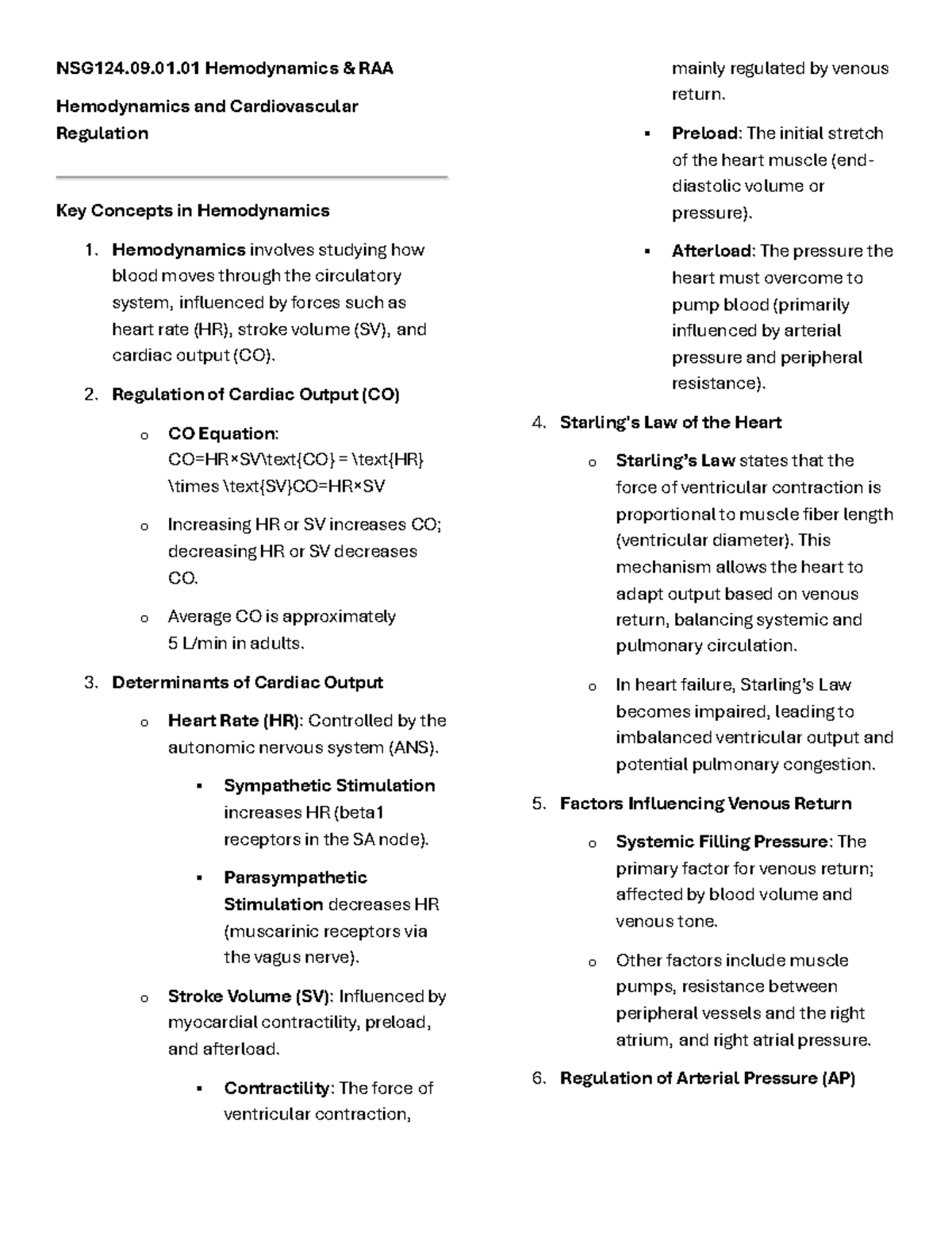 Module NINE Cardiovascular Pharm - NSG124.09.01 Hemodynamics & RAA ...