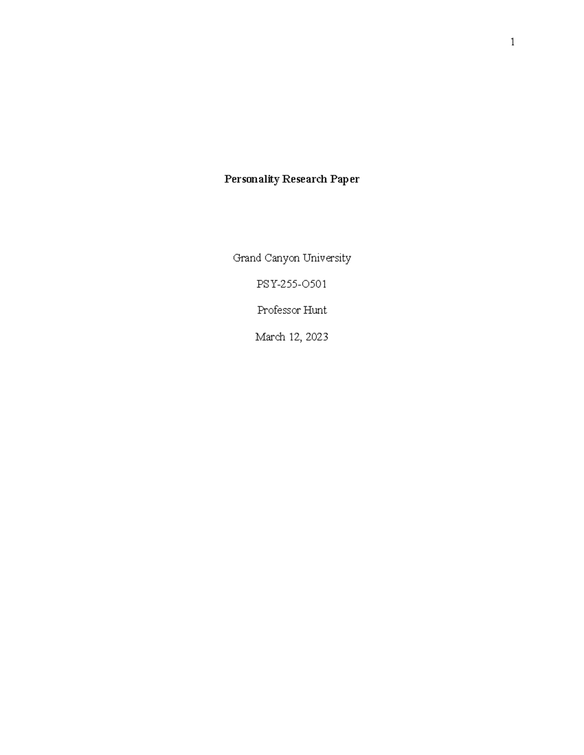 Personality Research Paper - Personality Research Paper Grand Canyon ...