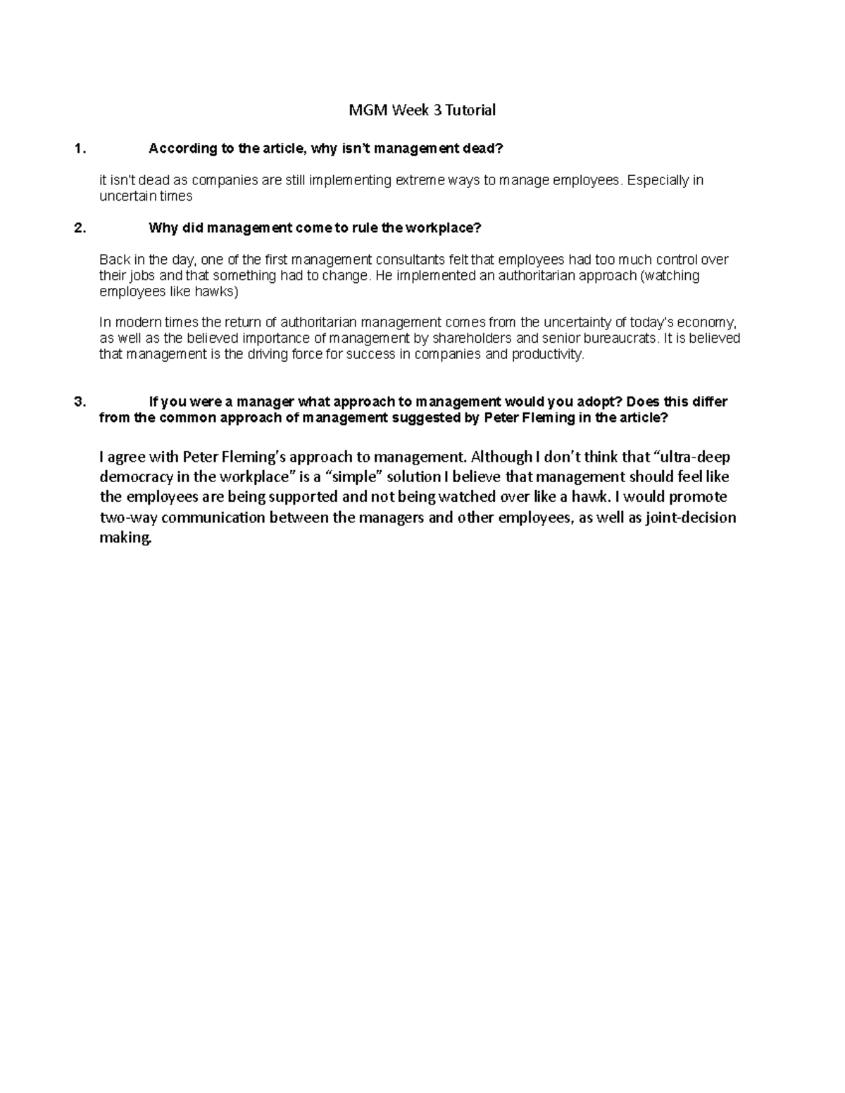 MGM Week 3 Tutorial - ssss - MGM Week 3 Tutorial According to the ...
