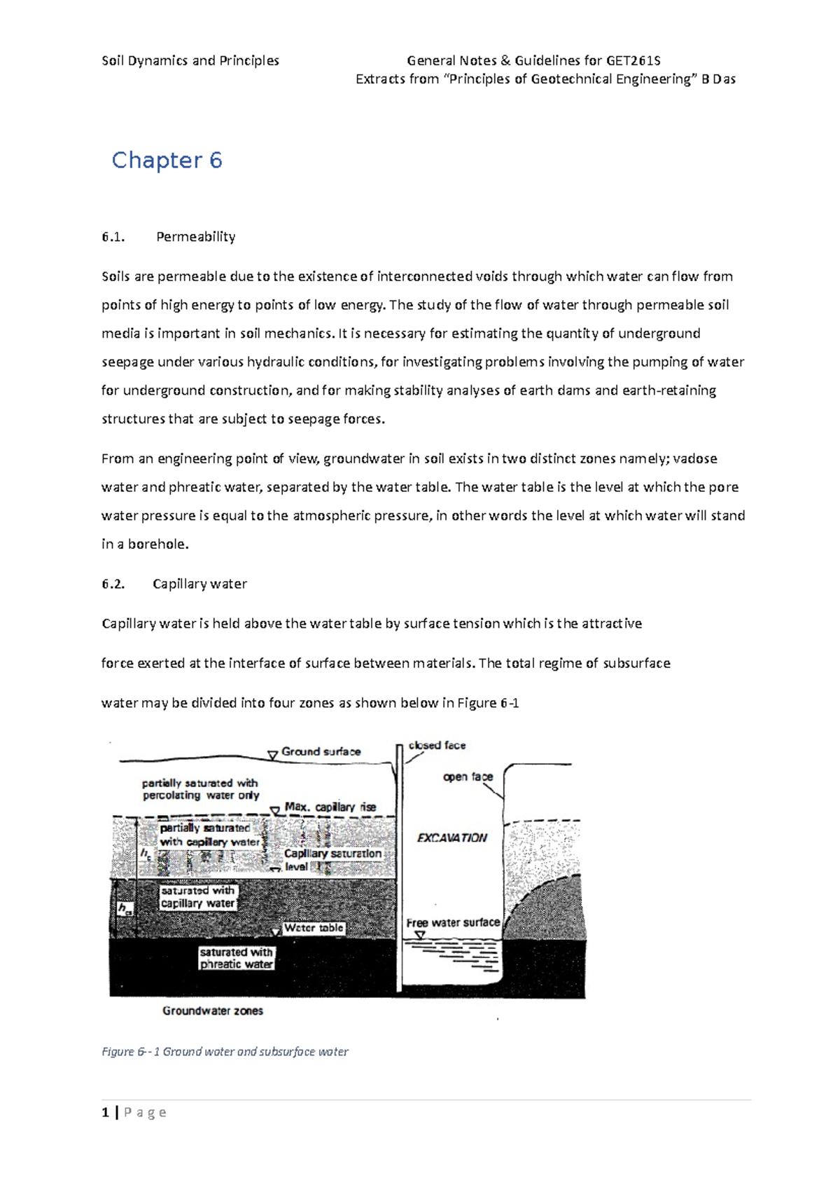 Chapter 6 Permeability - Extracts from “Principles of Geotechnical Engineering” B Das Chapter 6 ...