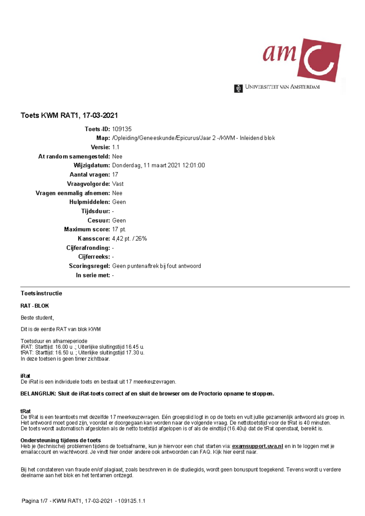 iRat/tRat 17-03-2021 - Toets KWM RAT1, 17-03- Toets-ID: 109135 Map ...