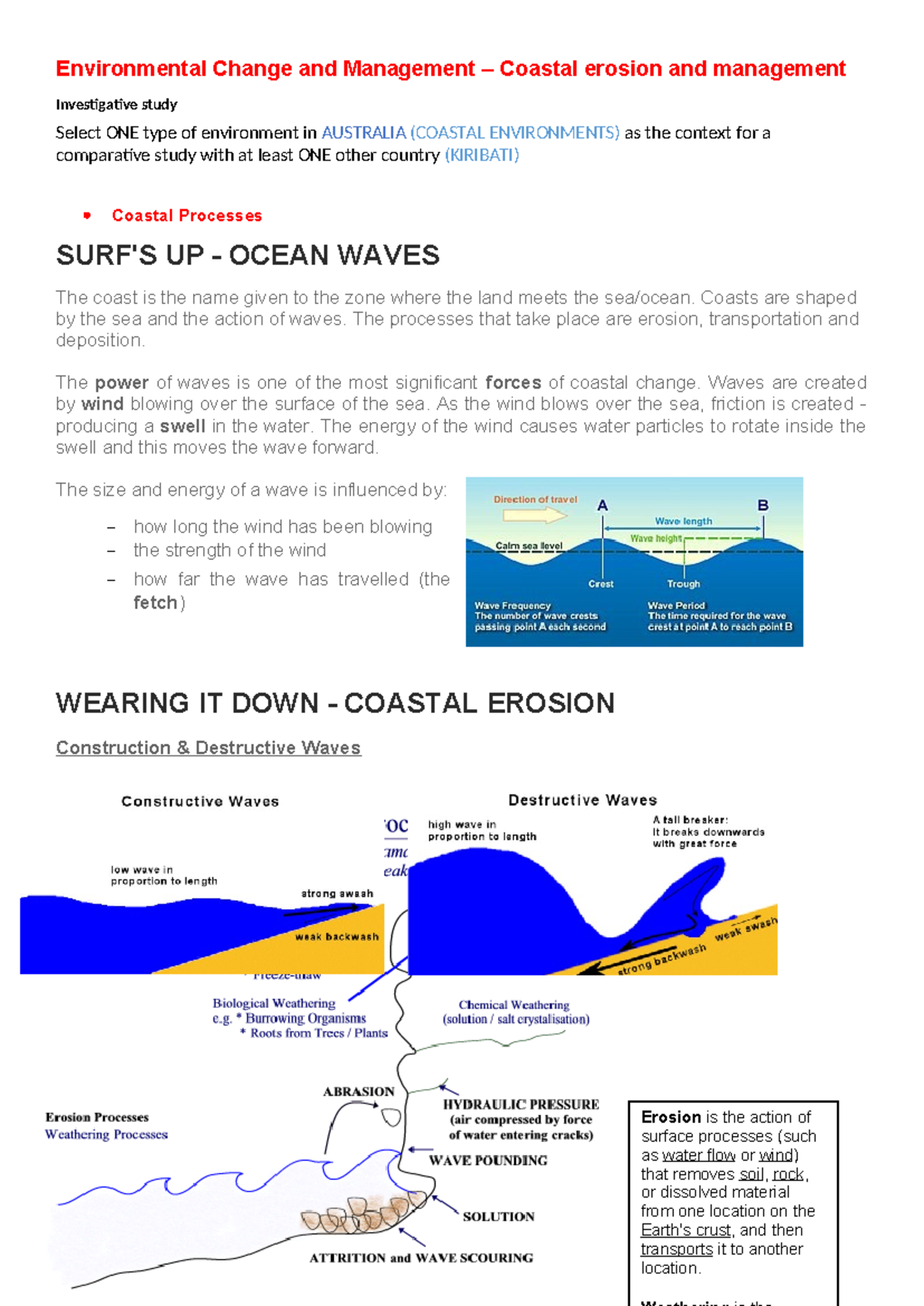 Environmental Change and Management – Coastal erosion and management ...
