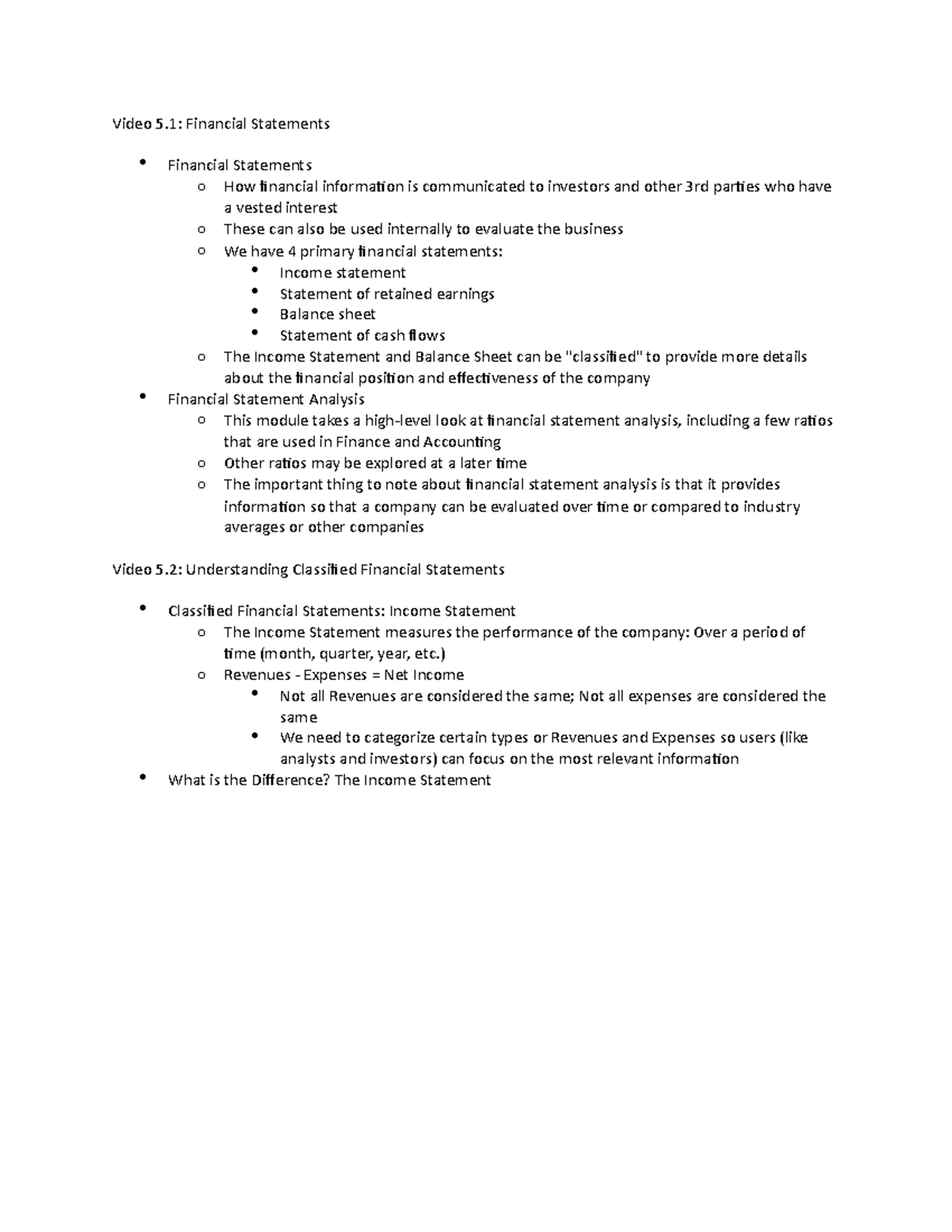 MOD5 - Classified Financial Statements - Video 5: Financial Statements ...