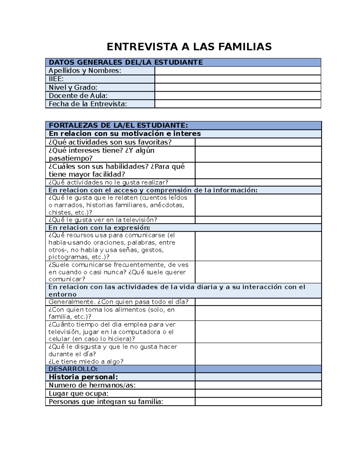 Entrevista A LAS Familias - Saanee 2021 - ENTREVISTA A LAS FAMILIAS ...