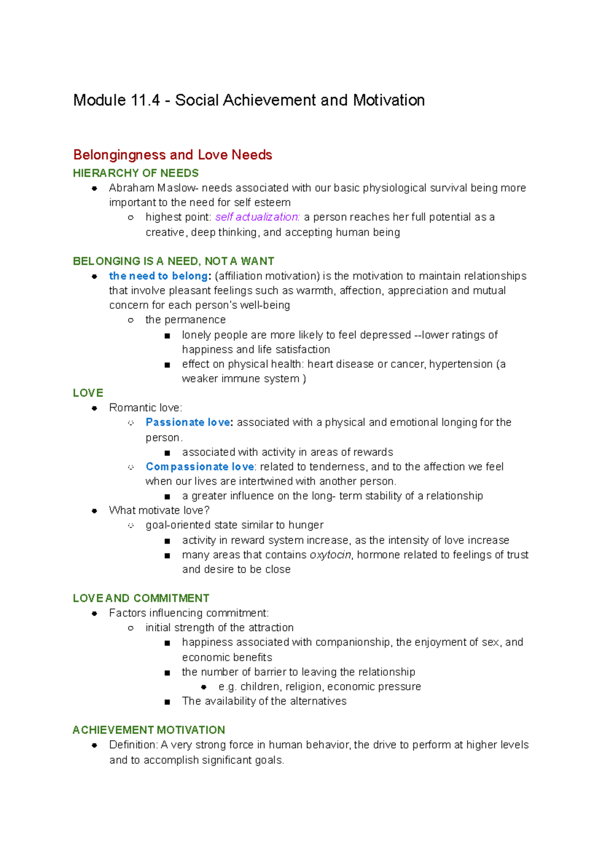 PSY100H1 UTSG Reading Notes Module 11.4 - Social Achievement and ...