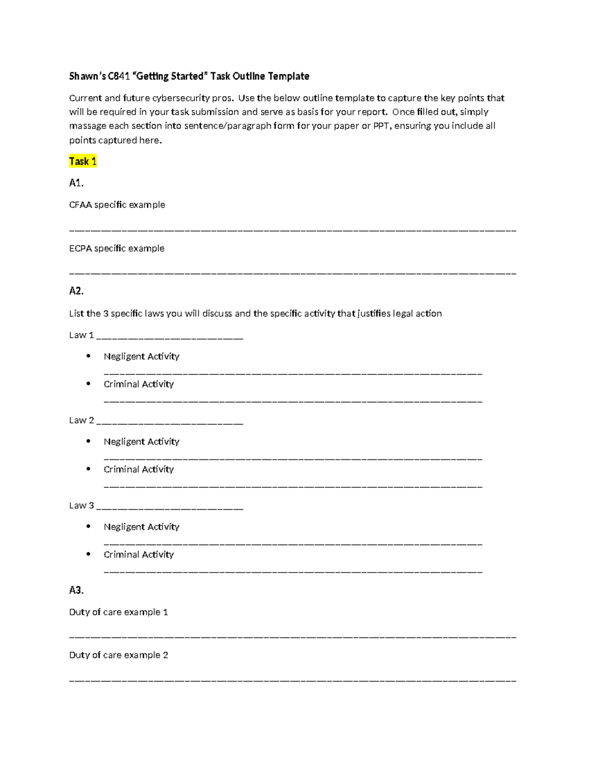 C841 Task Outline Form (IHP4) - Shawn’s C841 “Getting Started” Task ...