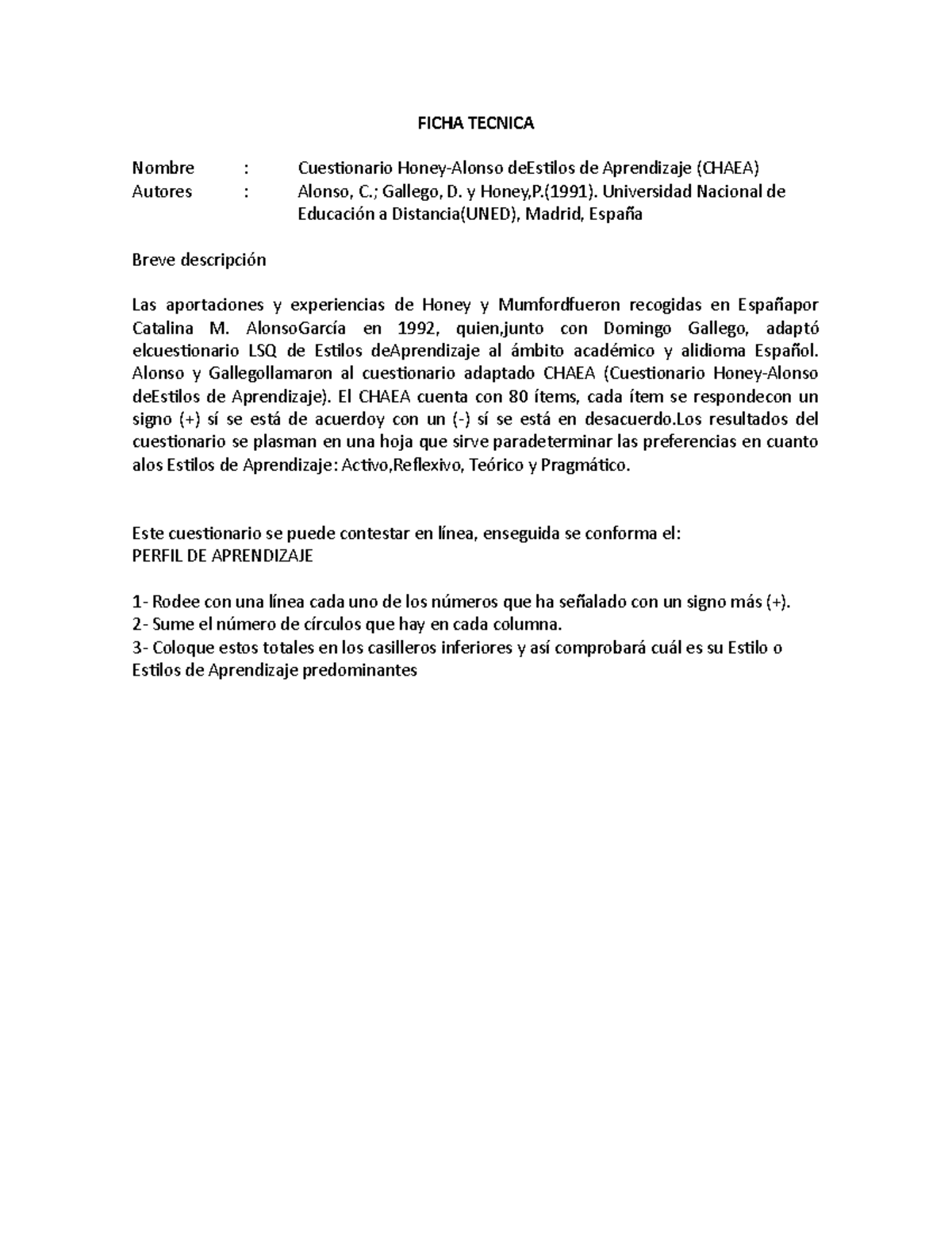 33712003 3 Ficha Tecnica Chaea - FICHA TECNICA Nombre : Cuestionario ...