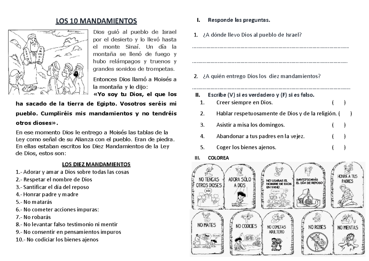 10-Mandamientos - ficha de los 10 mandamientos - LOS 10 MANDAMIENTOS ...