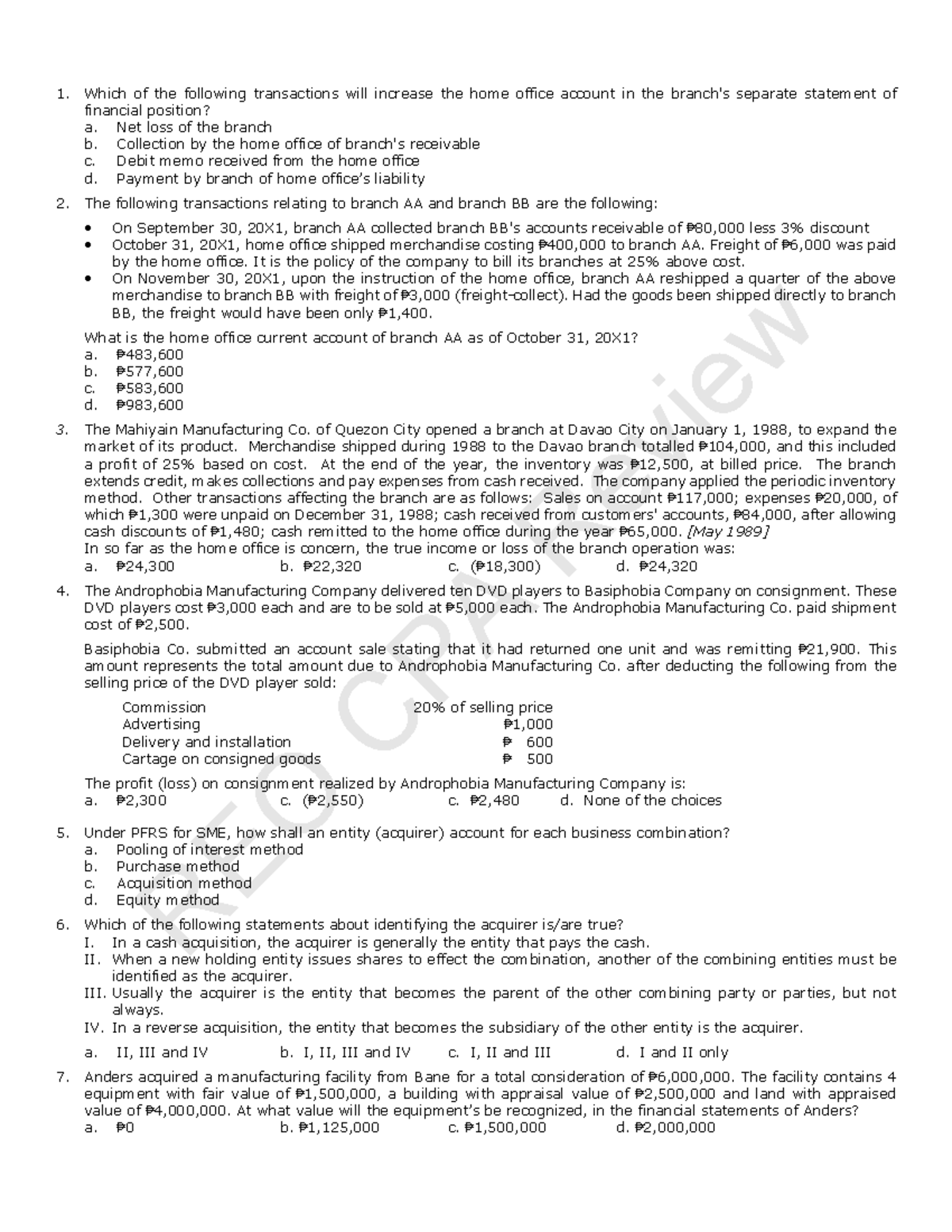 AFAR Monthly Assessment Second Topic 3 to 5 - REO CPA Review Which of ...