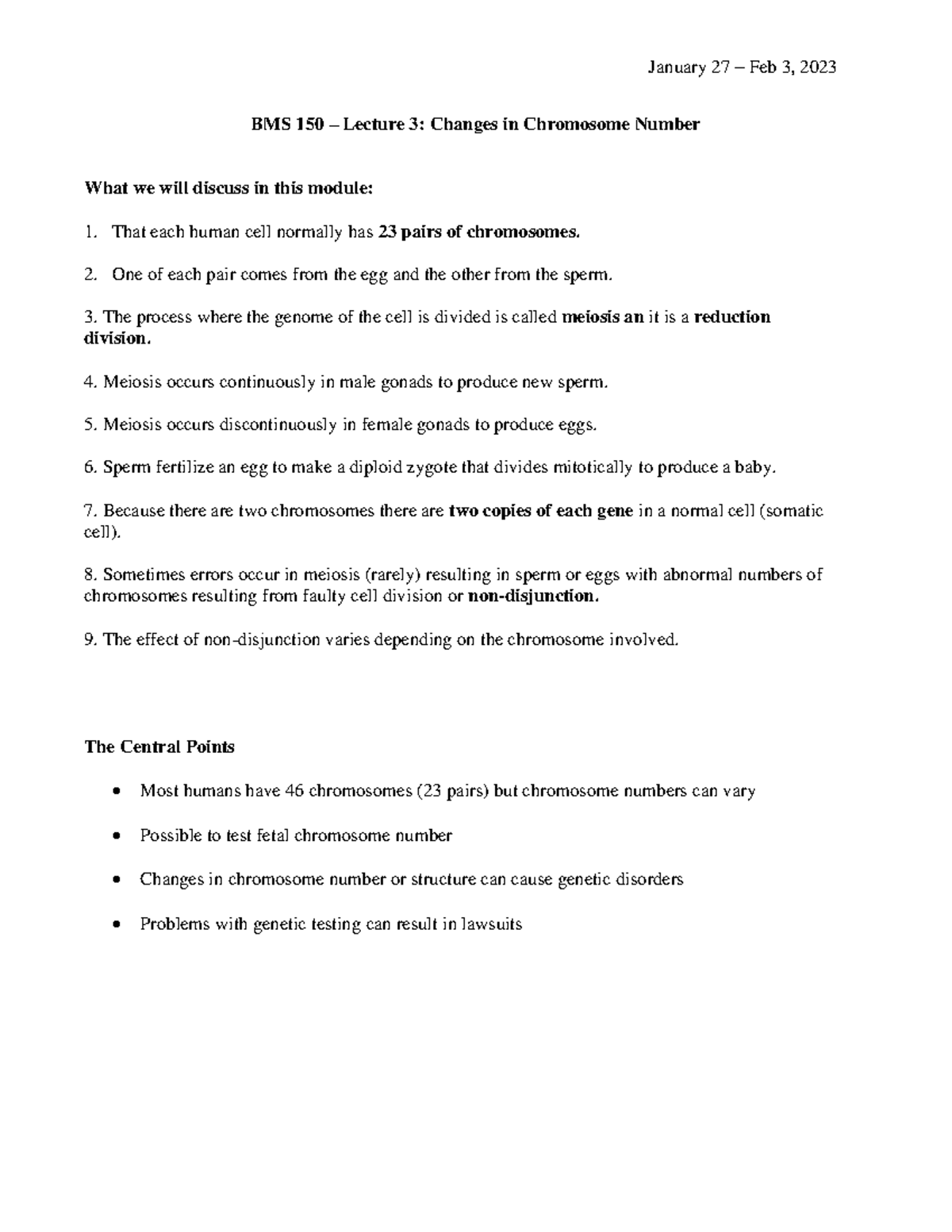 BMS 150 - Lecture 3 - Genomics and cellular DNA of the meiosis - BMS ...
