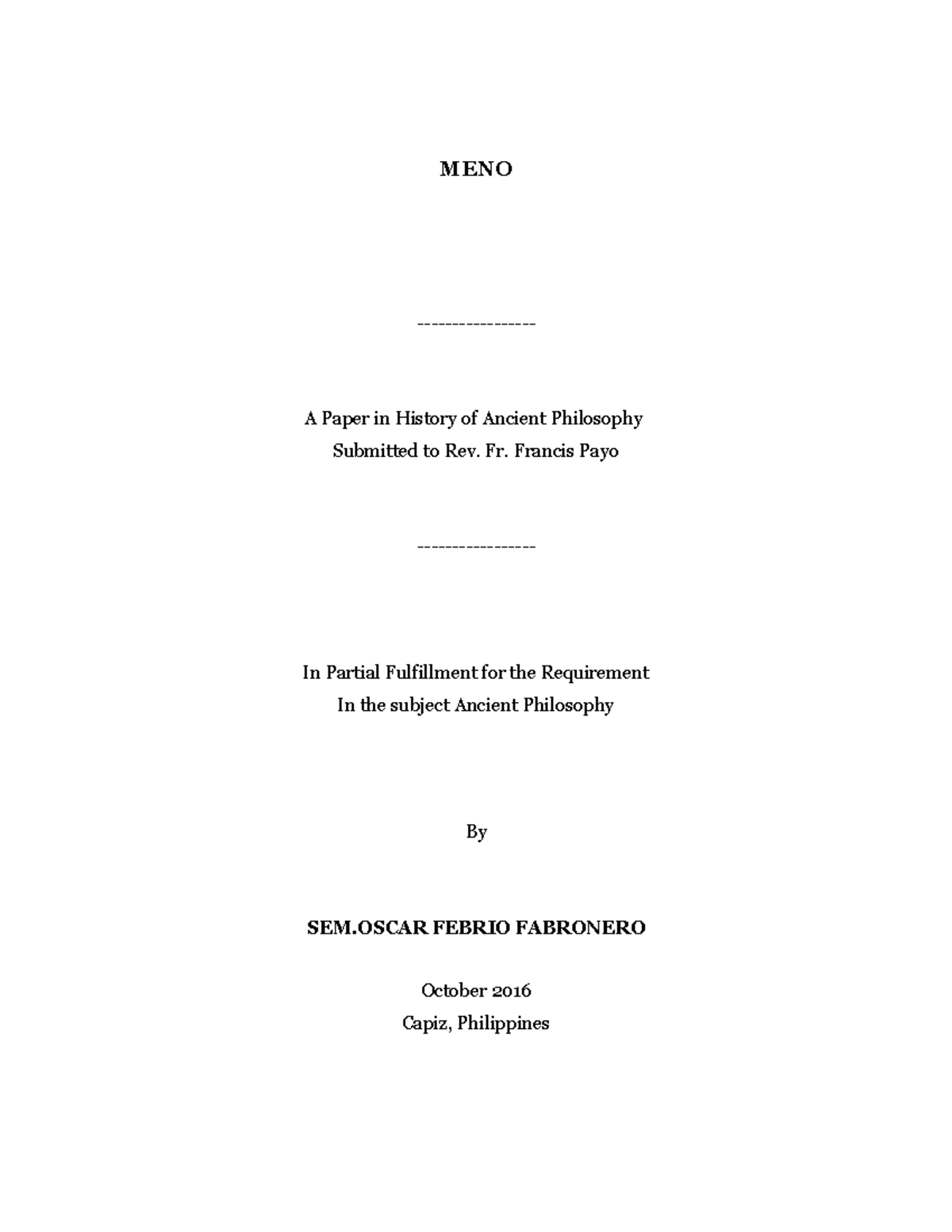 MENO final paper; to be printed - MENO - A Paper in History of Ancient ...