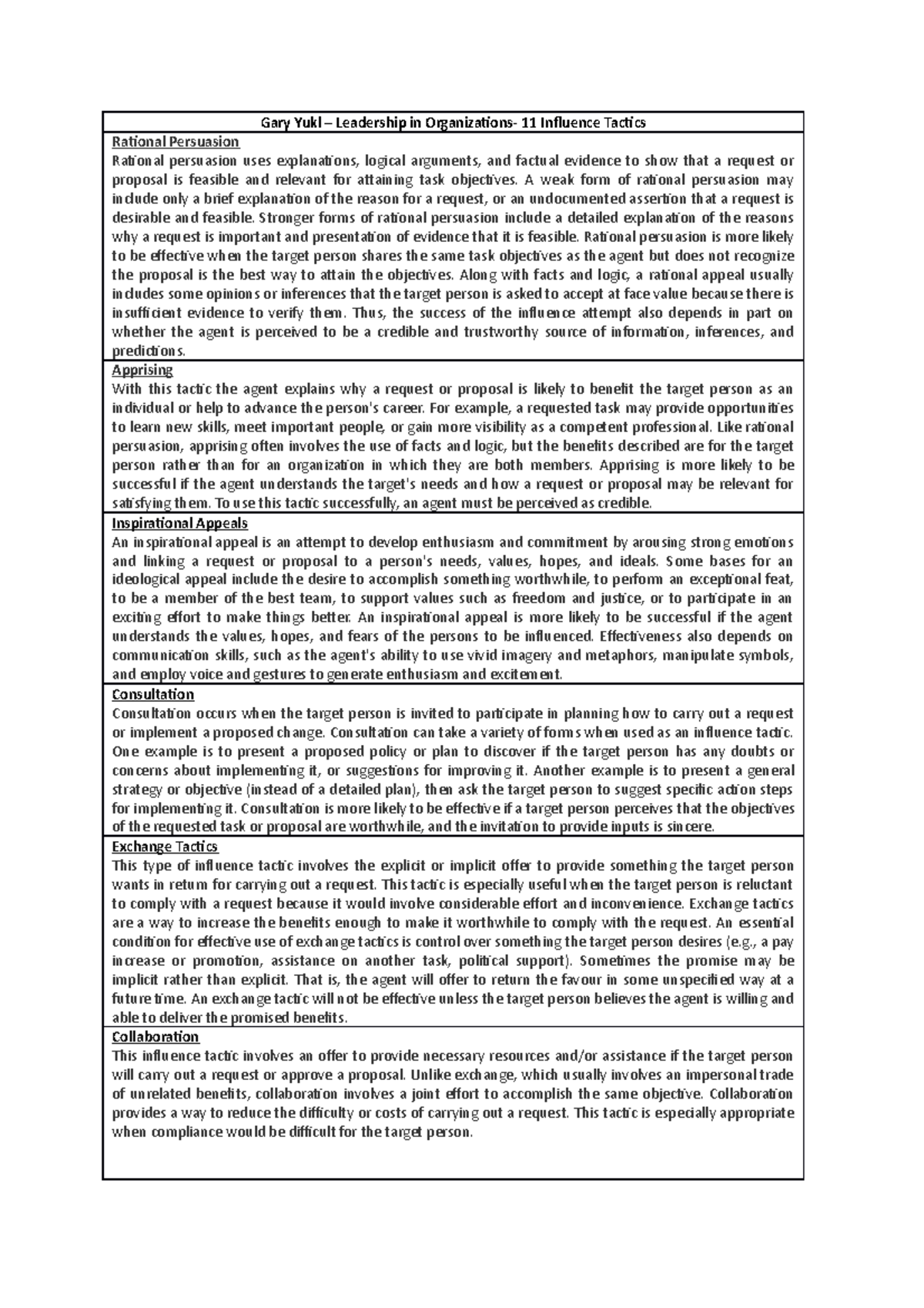 Note on twelve tactics (1) (1) - Gary Yukl – Leadership in ...