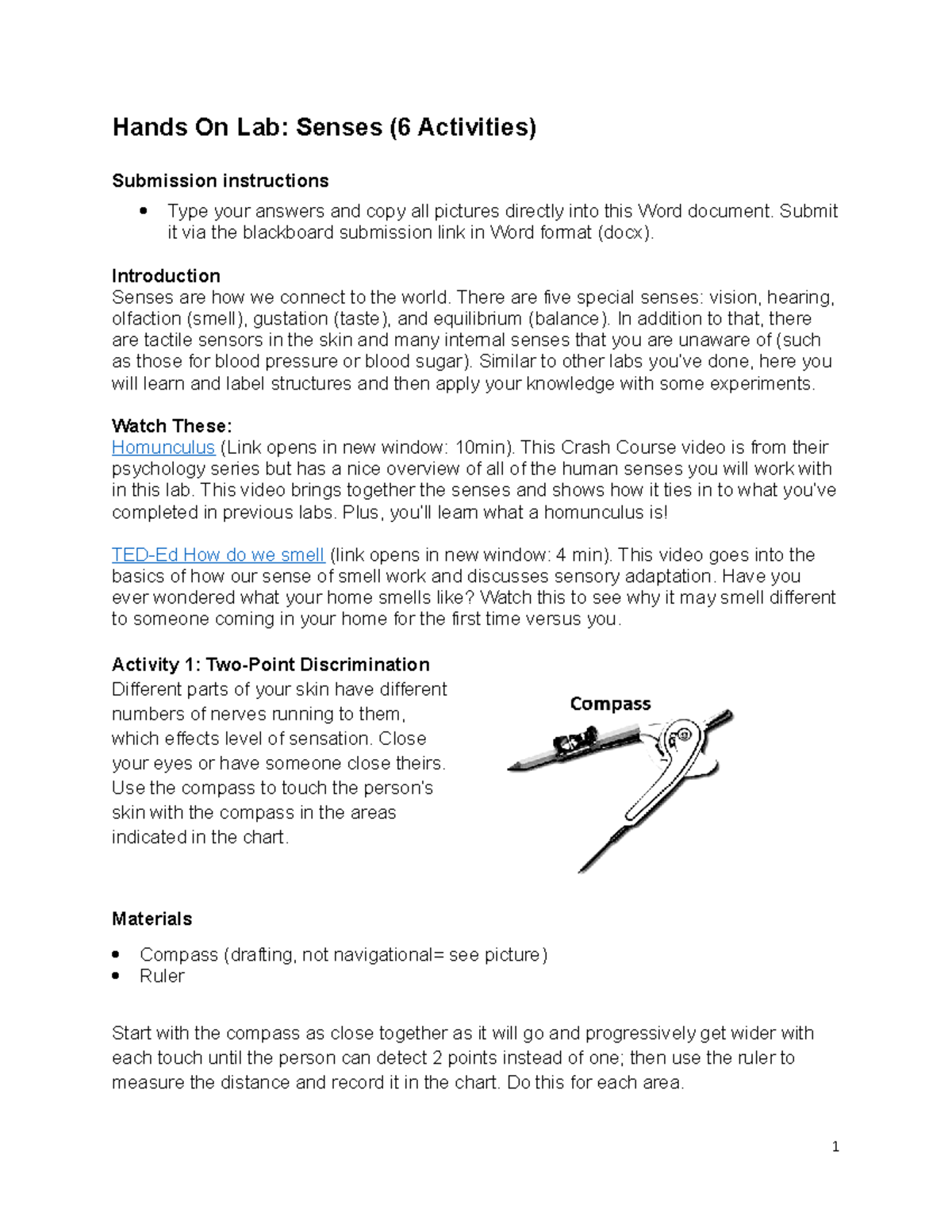 Lab9 Senses - Discusses taste and the model of the eyeball - Hands On Lab: Senses (6 Activities ...