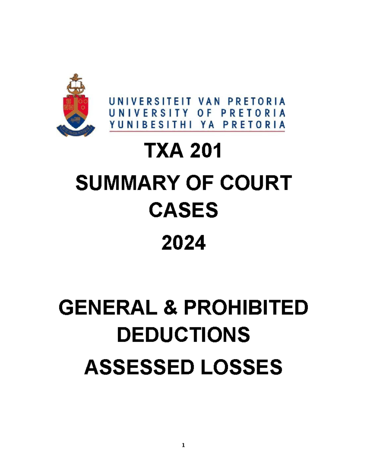 Deductions Court Cases - TXA 201 SUMMARY OF COURT CASES 2024 GENERAL ...
