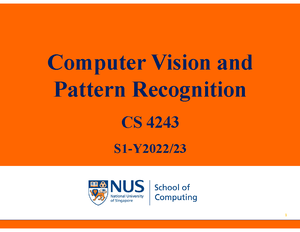 CS4243 - NUS - Computer Vision and Pattern - Studocu
