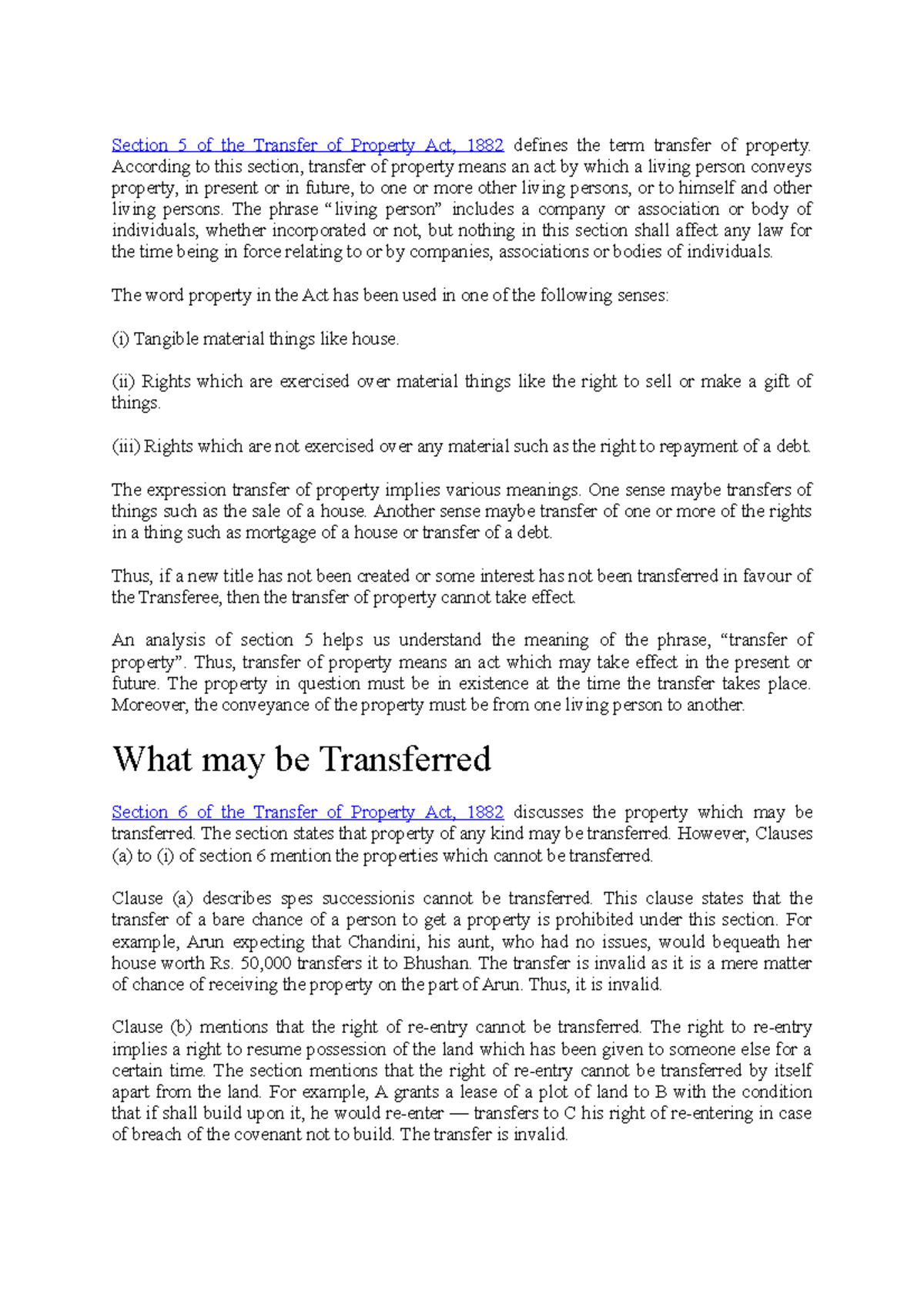 Transfer of propertyy - According to this section, transfer of property means an act by which a ...