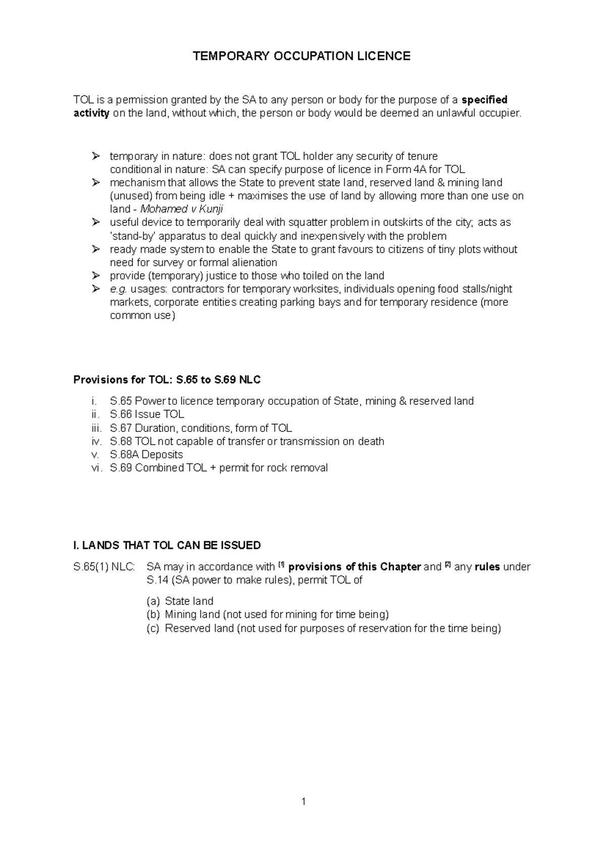 C3 TOL - TOL - TEMPORARY OCCUPATION LICENCE TOL is a permission granted ...