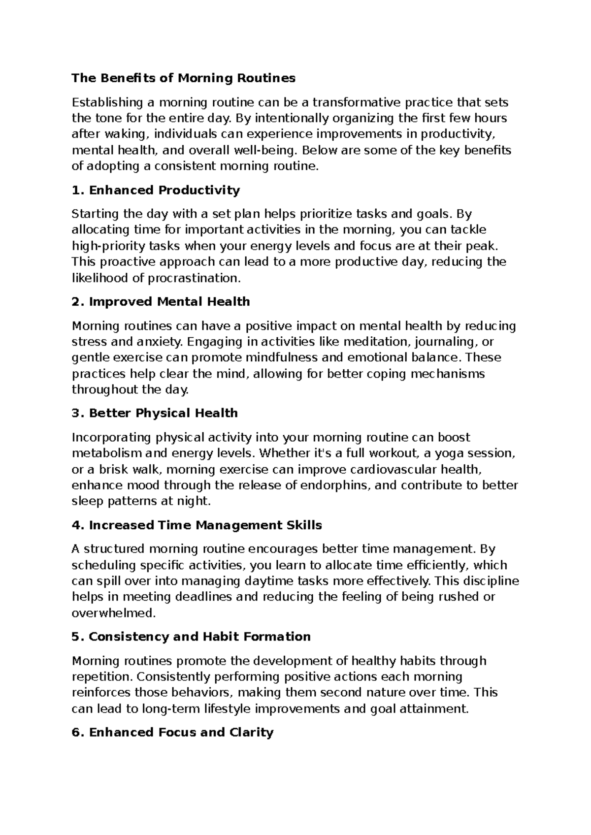 The Benefits of Morning Routines - The Benefits of Morning Routines ...