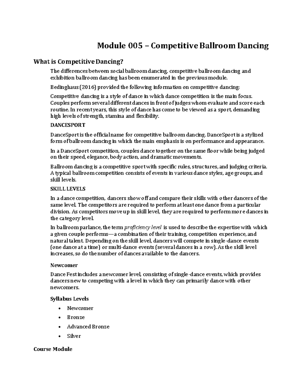Week 007-Module 007-Competitiv e Ballroom Dancing - Course Module ...