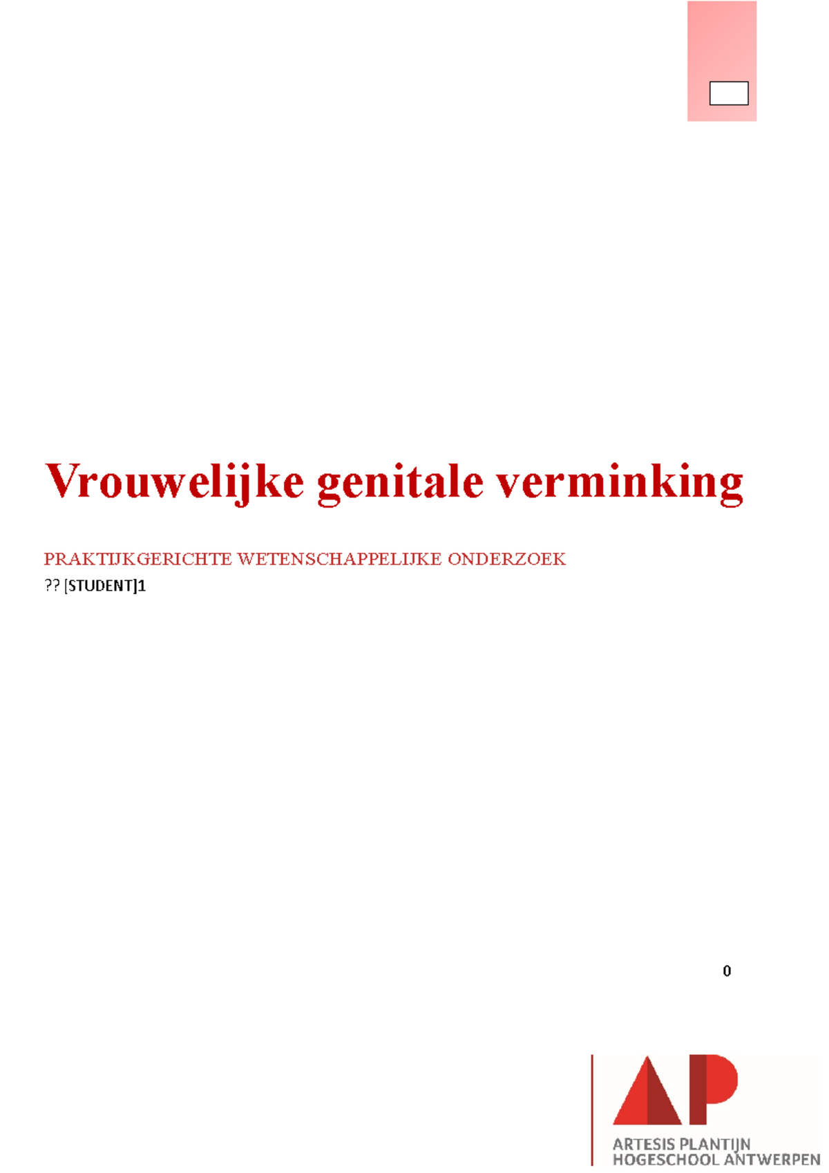 PWO werkstuk 2020 - Vrouwelijke genitale verminking PRAKTIJKGERICHTE ...