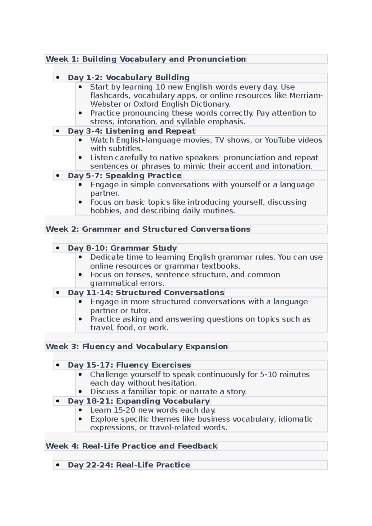 English Lesson - speaking - Week 1: Building Vocabulary and ...