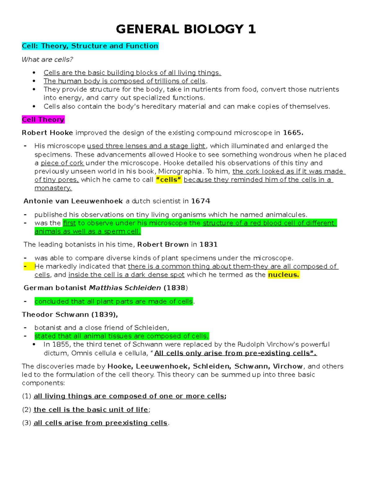 General Biology 1 Notes Modules Quarter 1 and 2 1st Semester School ...