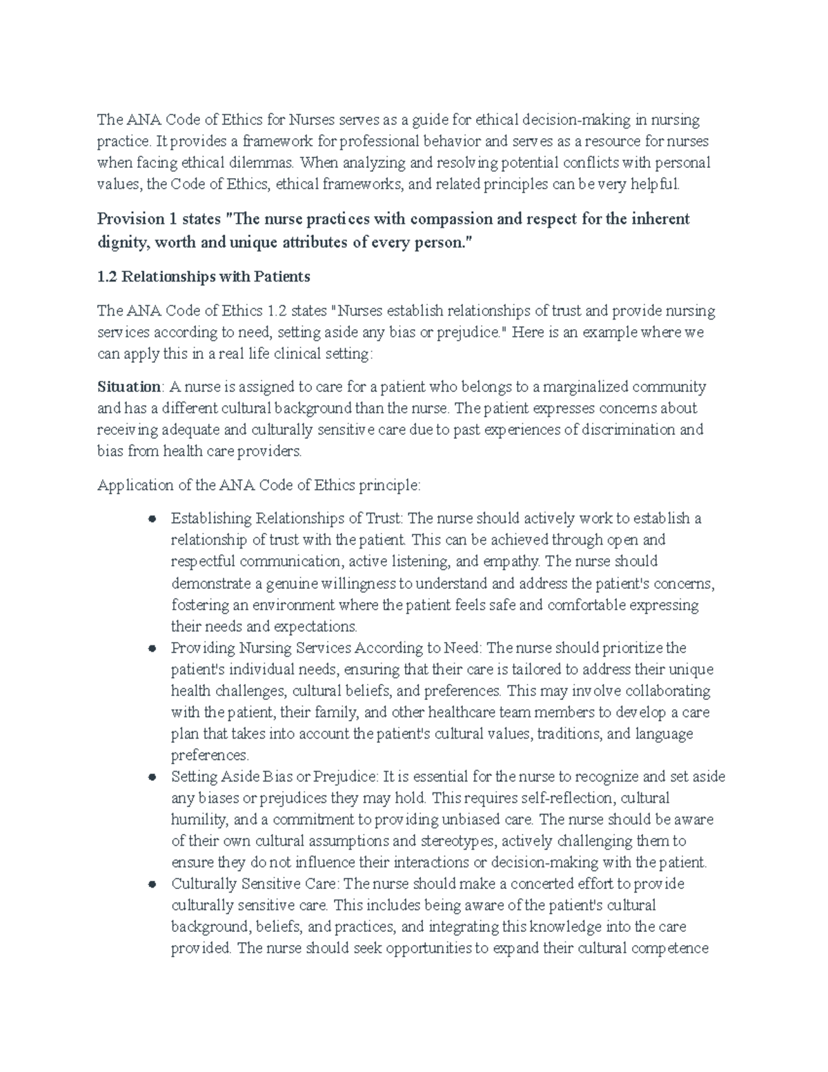 138 Ethics - The ANA Code of Ethics for Nurses serves as a guide for ...