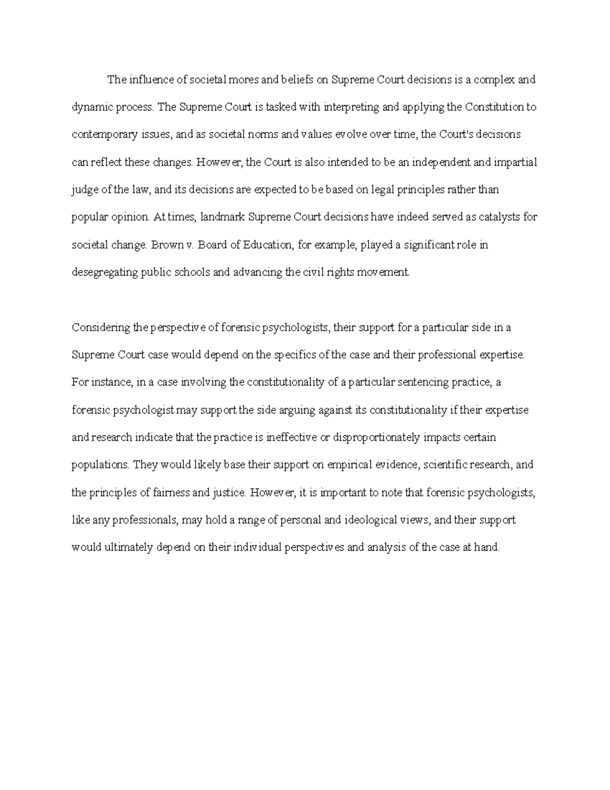 1-4 short paper - zxcasd - The influence of societal mores and beliefs ...