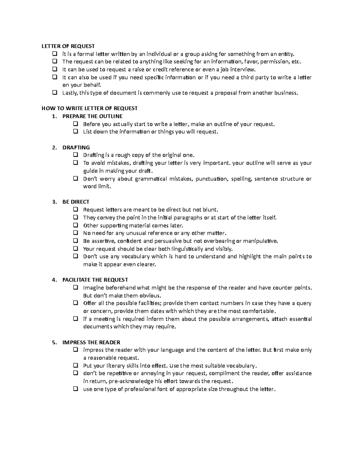 Letter of Request- formal letter written by an individual - LETTER OF ...