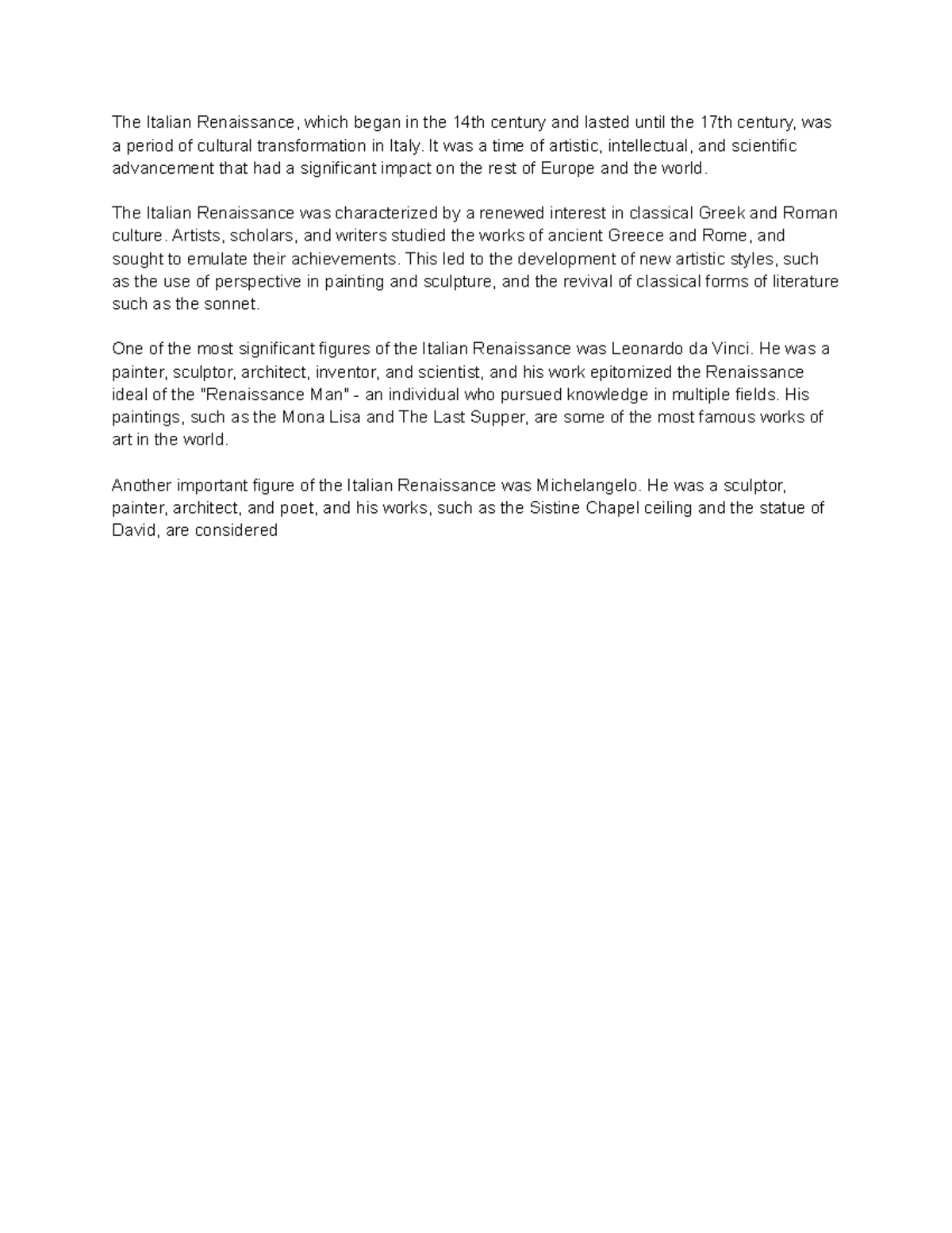 The italian renaissance - The Italian Renaissance, which began in the ...