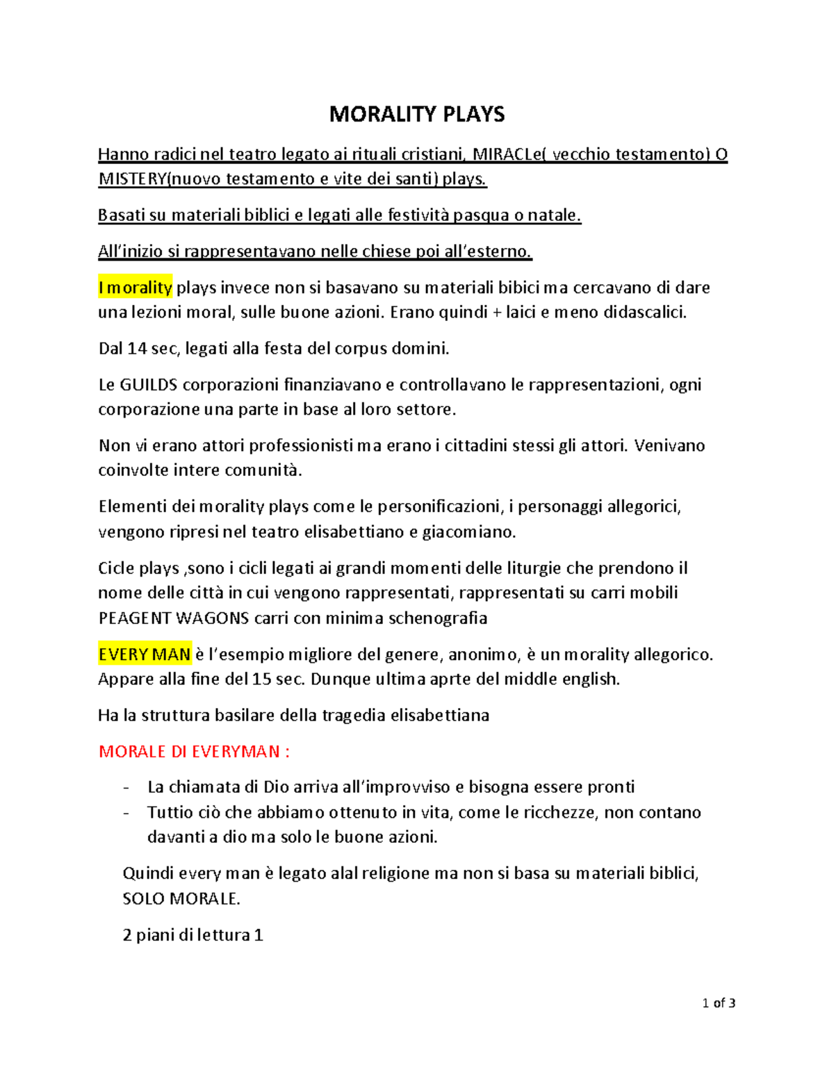 Morality Plays, everyman + topic - 1 of 3 MORALITY PLAYS Hanno radici ...