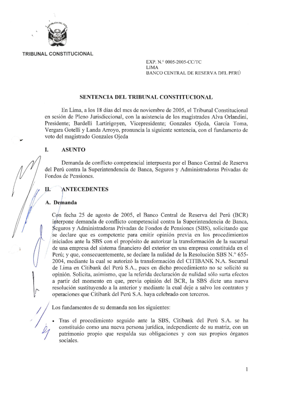 00005-2005-CC BCRP vs SBS Citibank.pdf - EXP. N .O 0005-2005-CC/TC LIMA ...