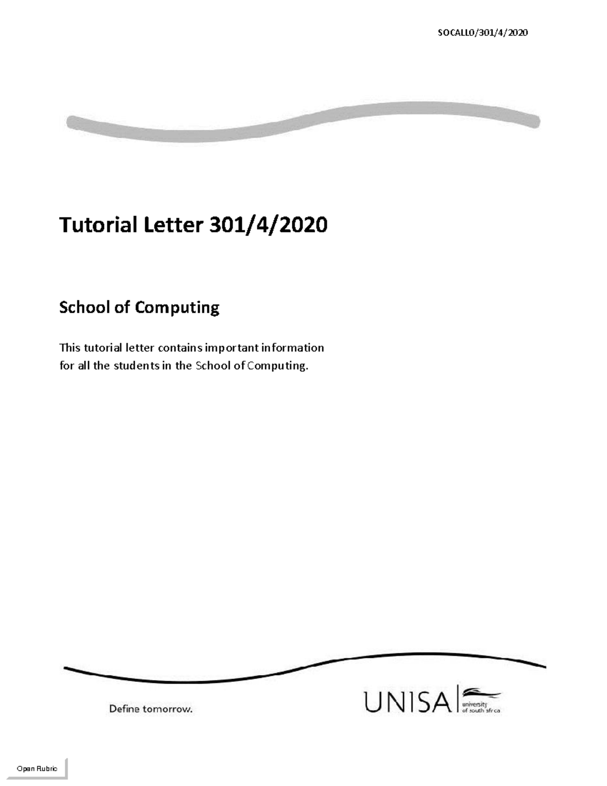 301 2020 4 b - This tutorial letter contains important information for ...