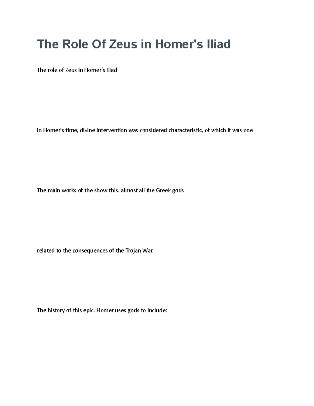 The Role Of Zeus in Homer's Iliad - almost all the Greek gods related ...