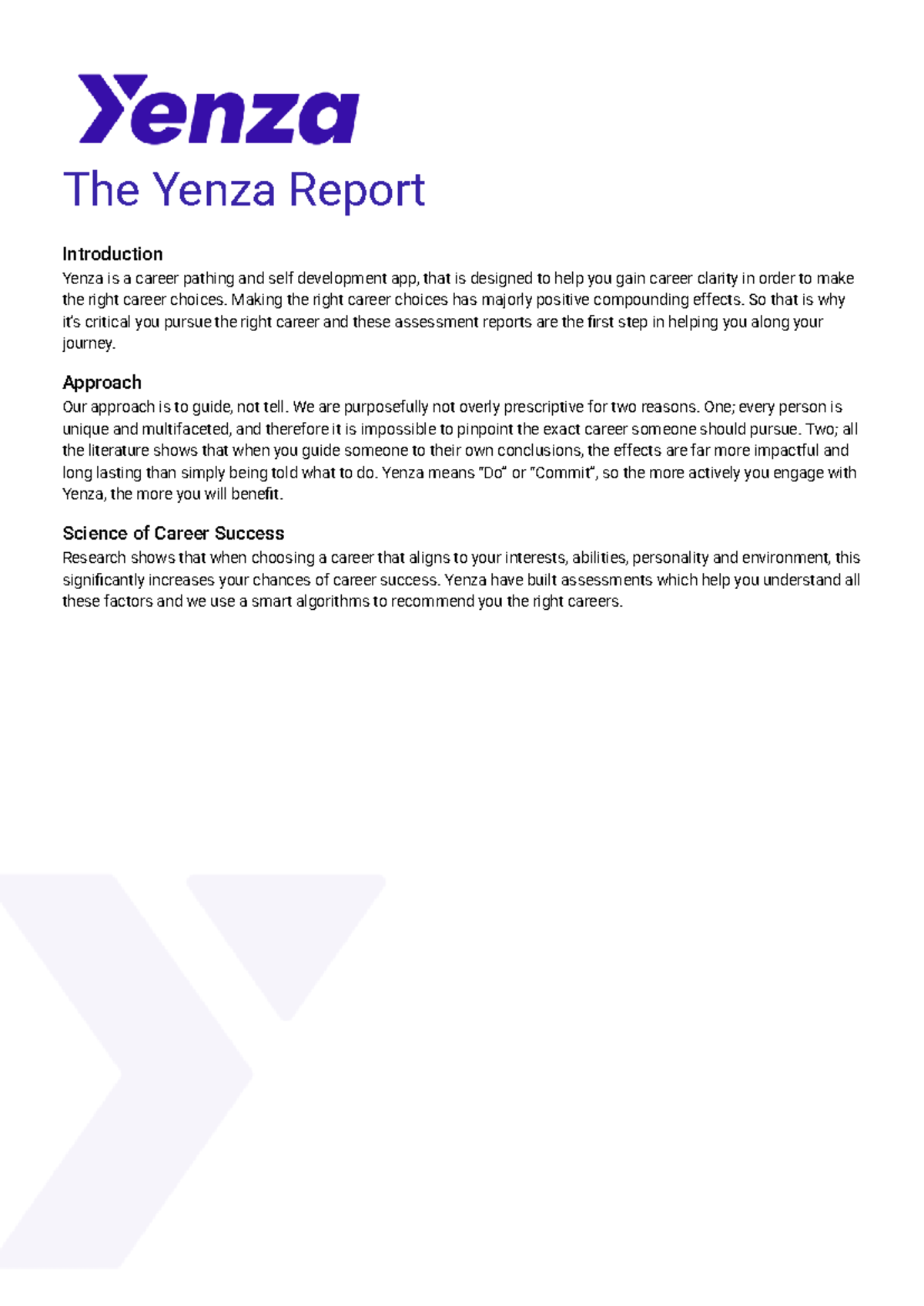 Yenza - Report - The Yenza Report Introduction ####### Yenza is a ...