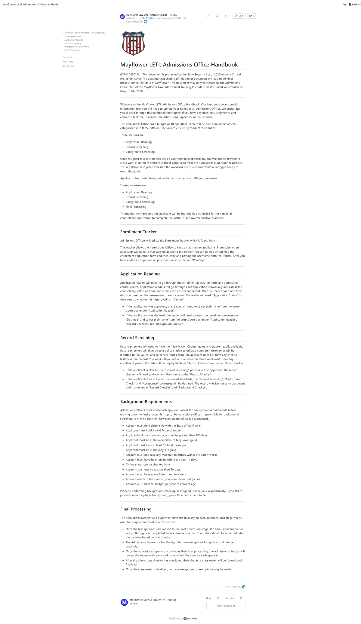 Mayflower LETI Admissions Office Handbook - Hack MD - Last changed by ...